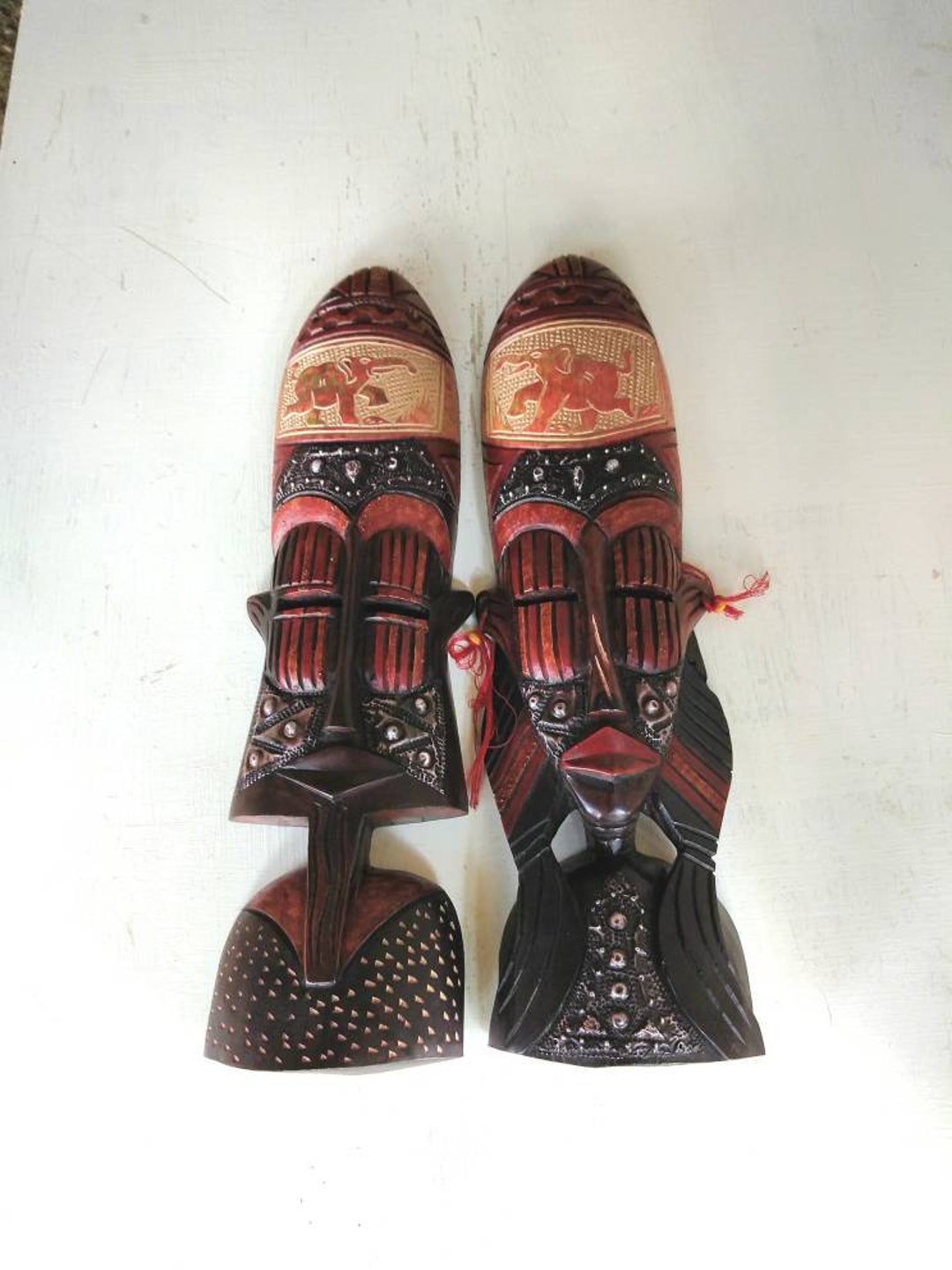 Wood Mask,pair of Fulani Elephant Mask, Wall Hanging Mask,wall ...