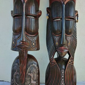 African Masks for Wall, Large Pair of Fulani Mask, Wall Sculpture, Wood ...