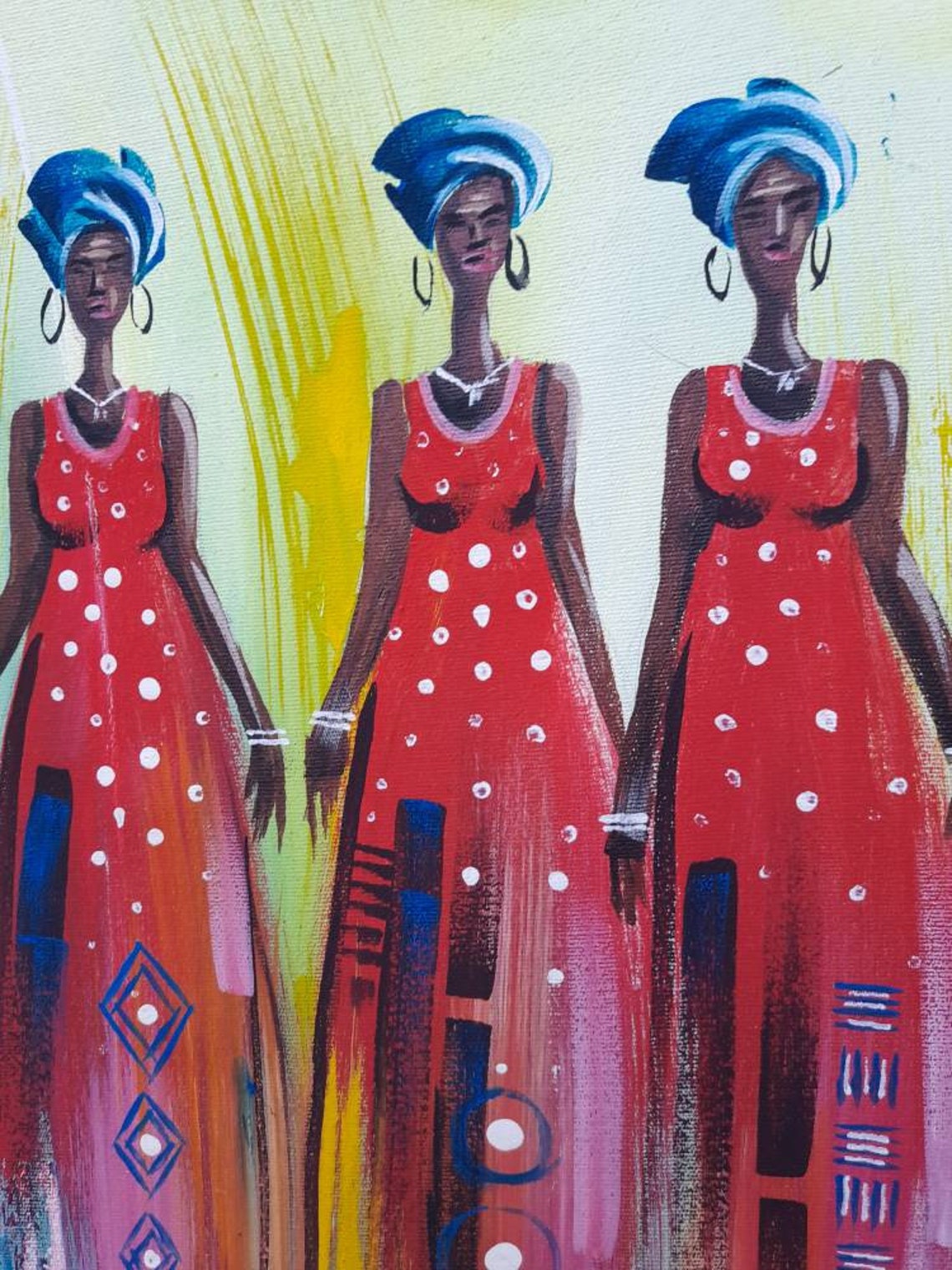 Acrylic Figures Painting Females Statues Home Decor African - Etsy