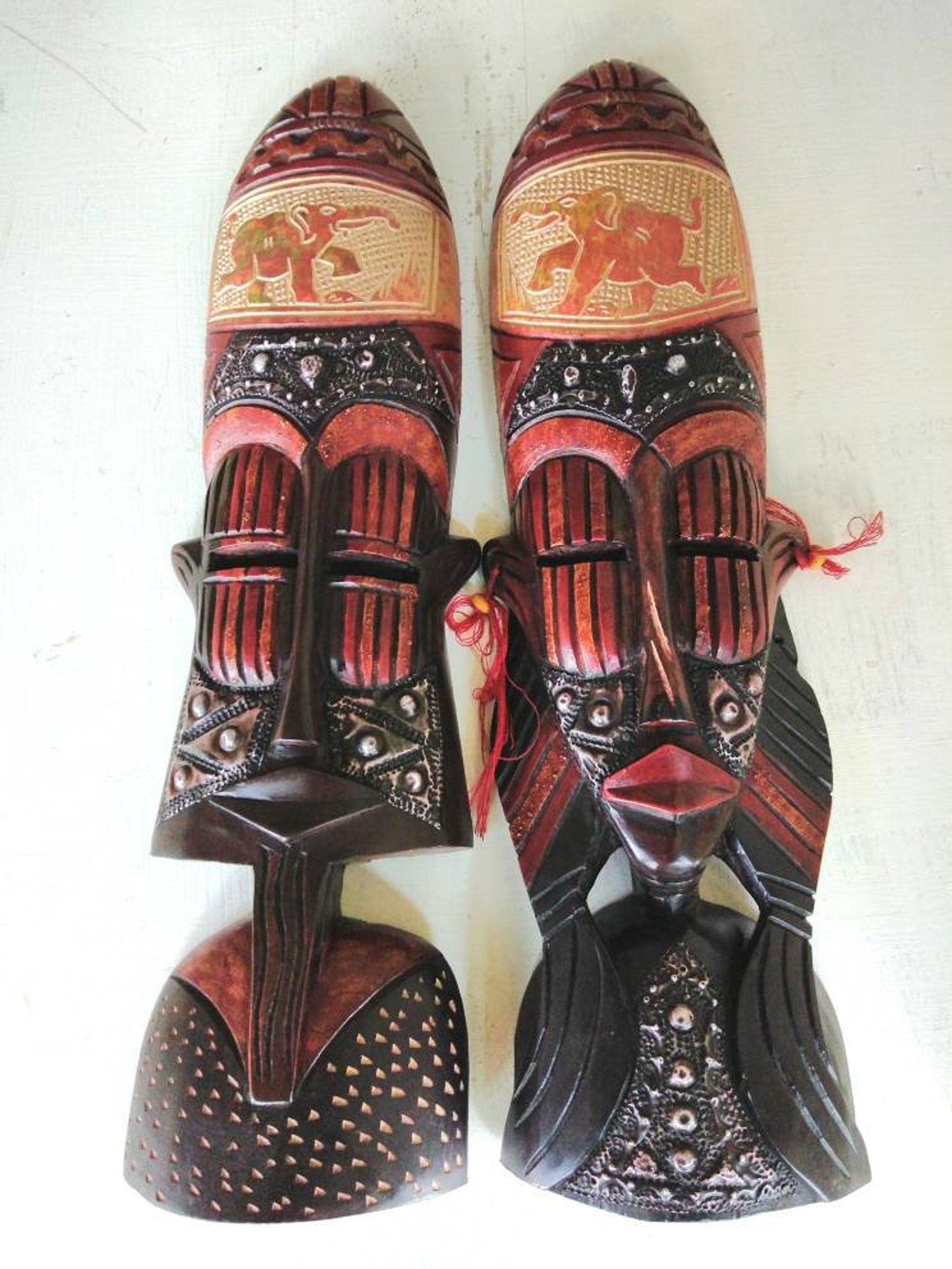 Wood Maskpair of Fulani Elephant Mask Wall Hanging Maskwall - Etsy