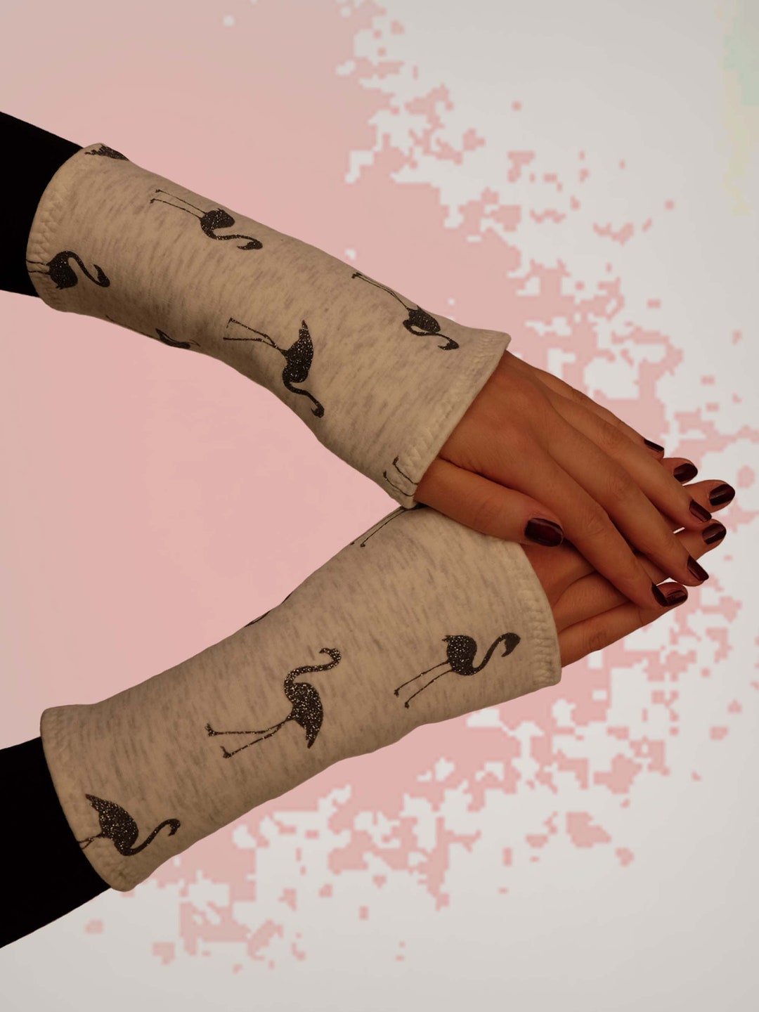 Glitzer Armstulpen Flamingo, Stulpen Mit Flauschiger Fleece-innenseite ...