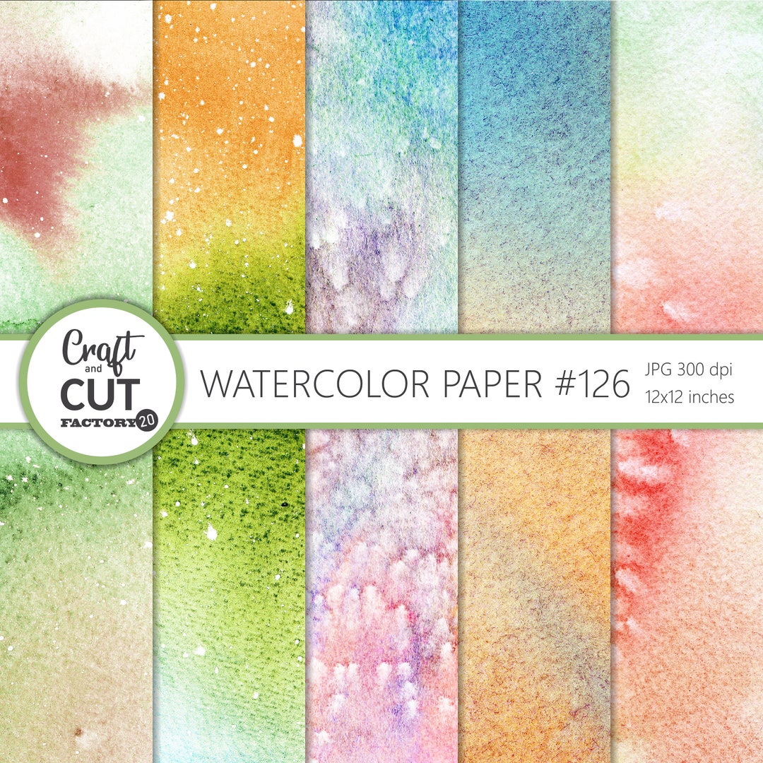 Watercolor Digital Paper #126, Set of 5 Watercolor Textures, Watercolor ...