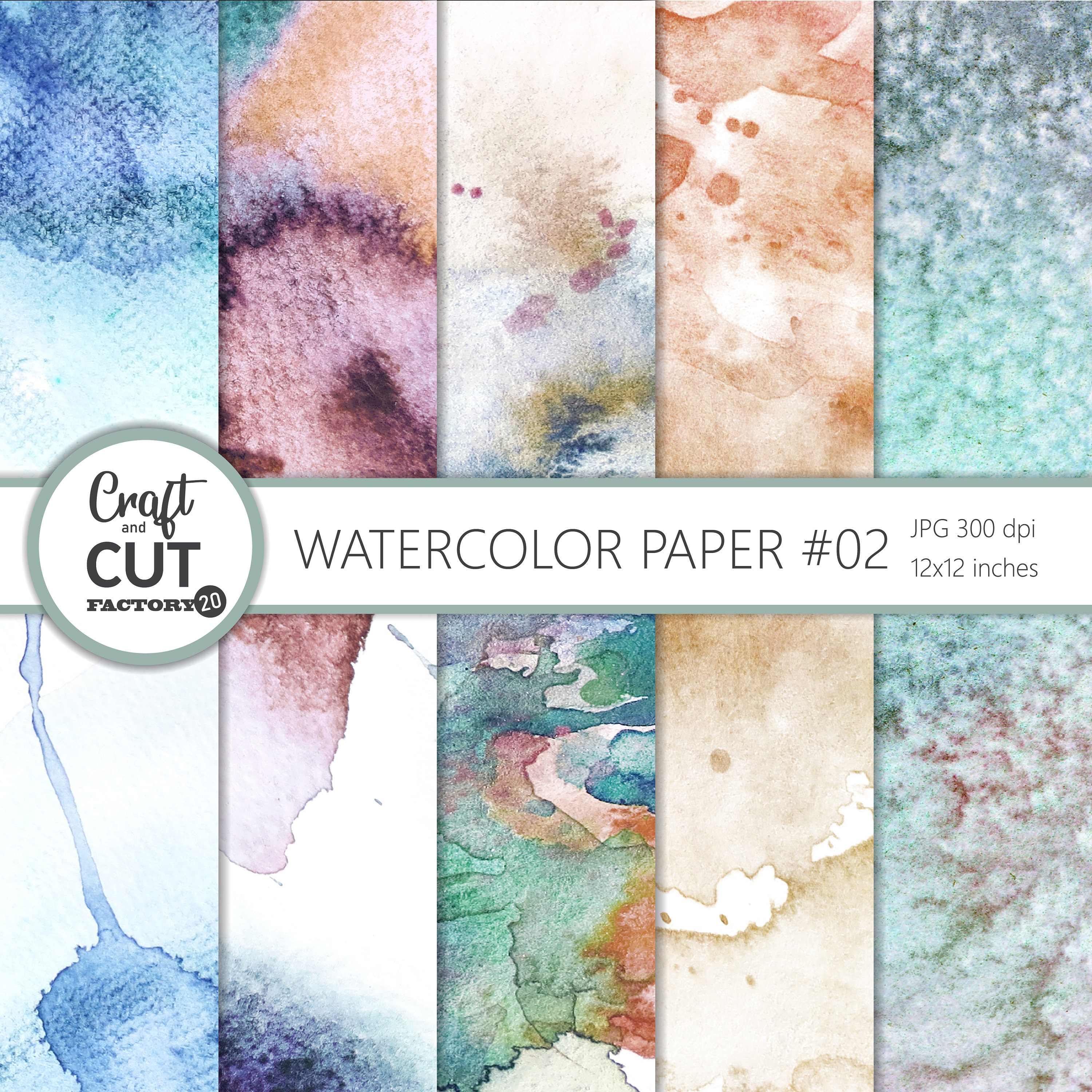 Watercolor Digital Paper #02, Watercolor Textures, Watercolor ...