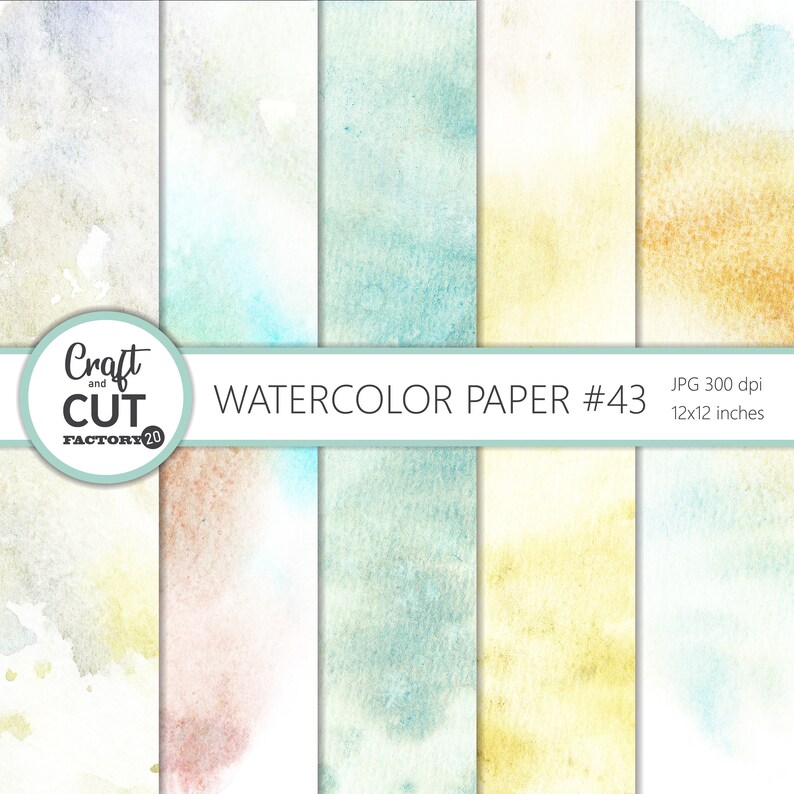 Watercolor Digital Paper #43, Set of 5 Nature Inspired Watercolor ...