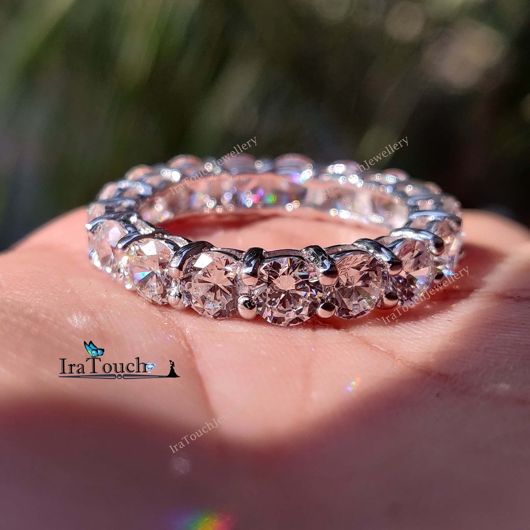3mm, FULL Eternity Ring, 2 Ct. Round Cut, Simulated Diamond Eternity ...