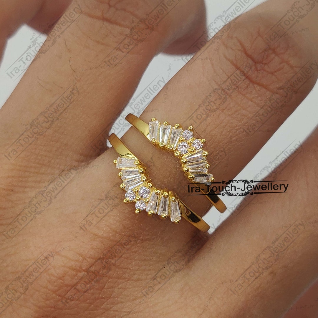 925 Silver Curved Wedding Ring Enhancer-guard Engagement Ring-authentic ...