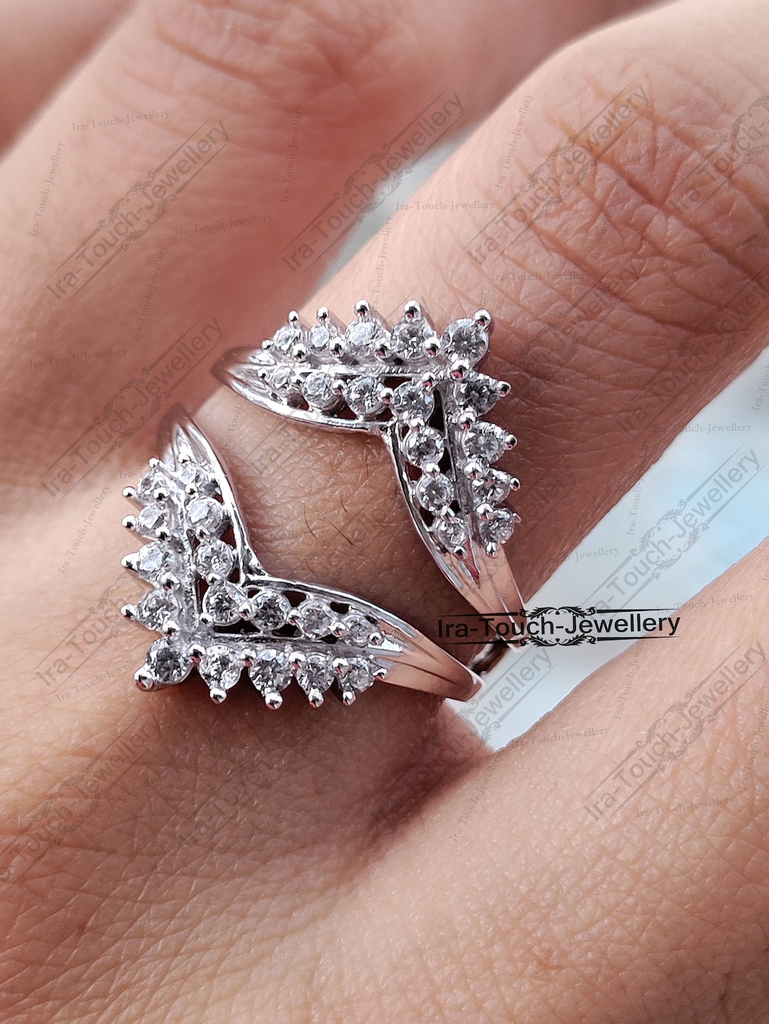 VVS1 Diamond Band Enhancer Ring, White Gold Over Guard Band ...