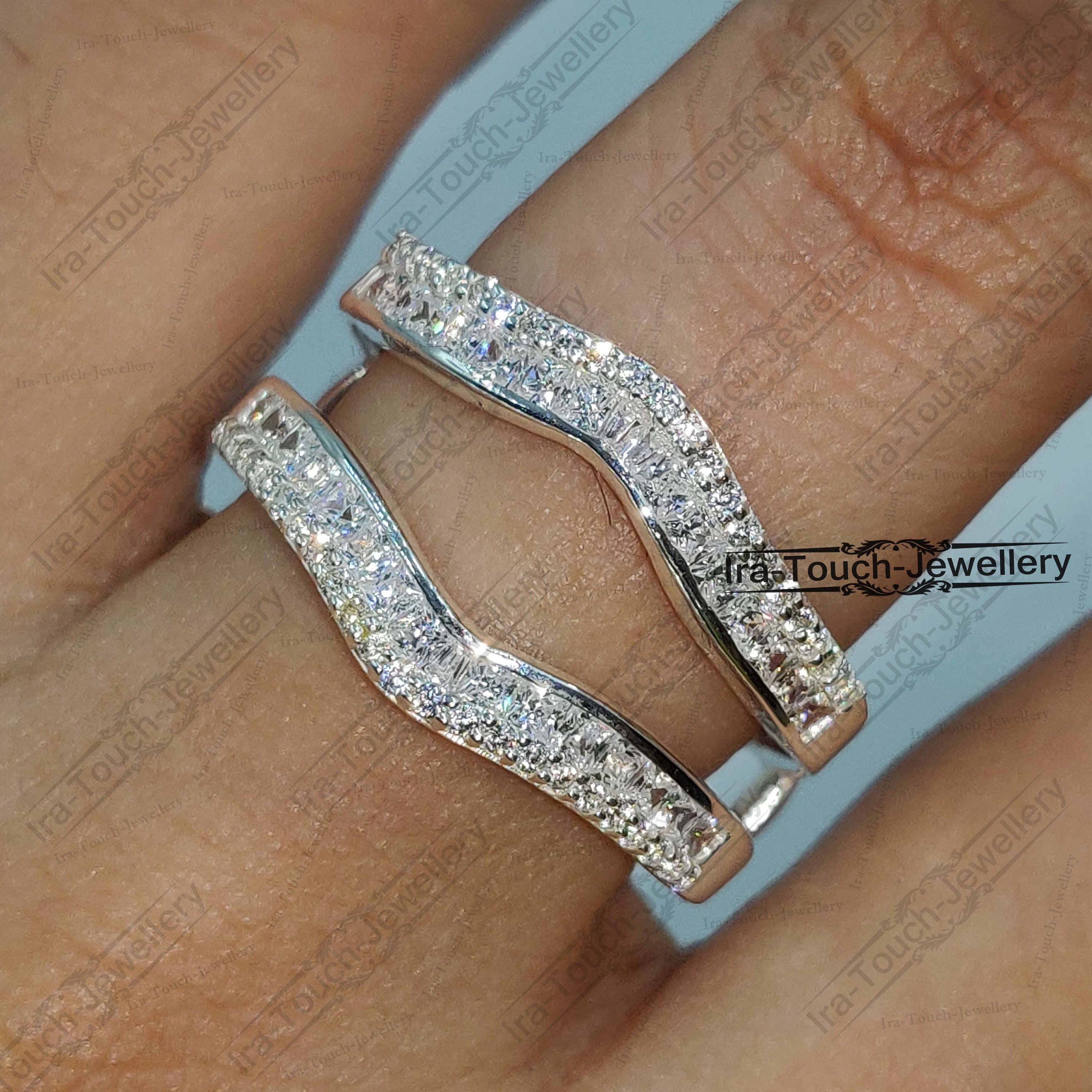 Enhancer Ring, Princess Diamond Band Enhancer Ring, White Gold Guard ...