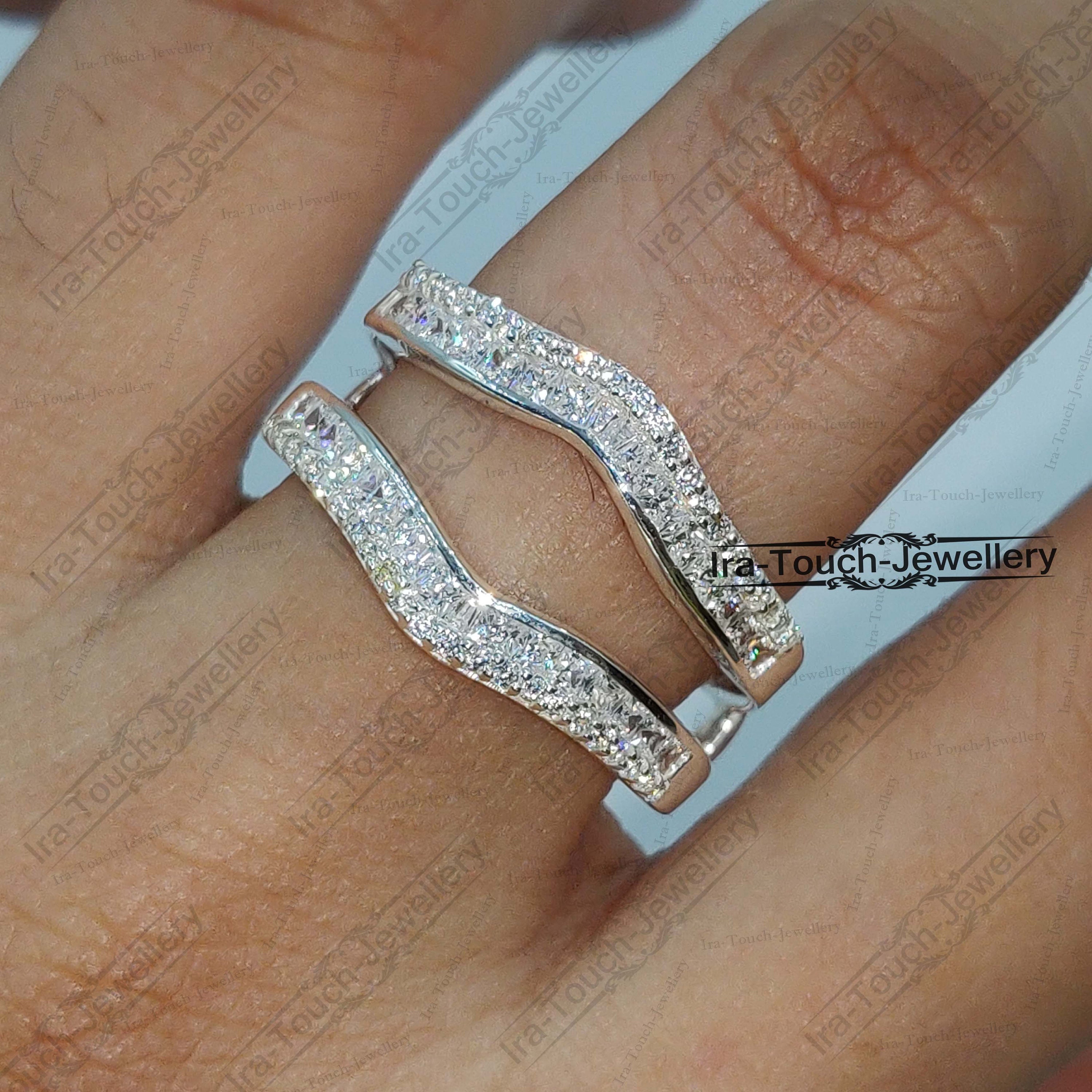 Enhancer Ring, Princess Diamond Band Enhancer Ring, White Gold Guard ...
