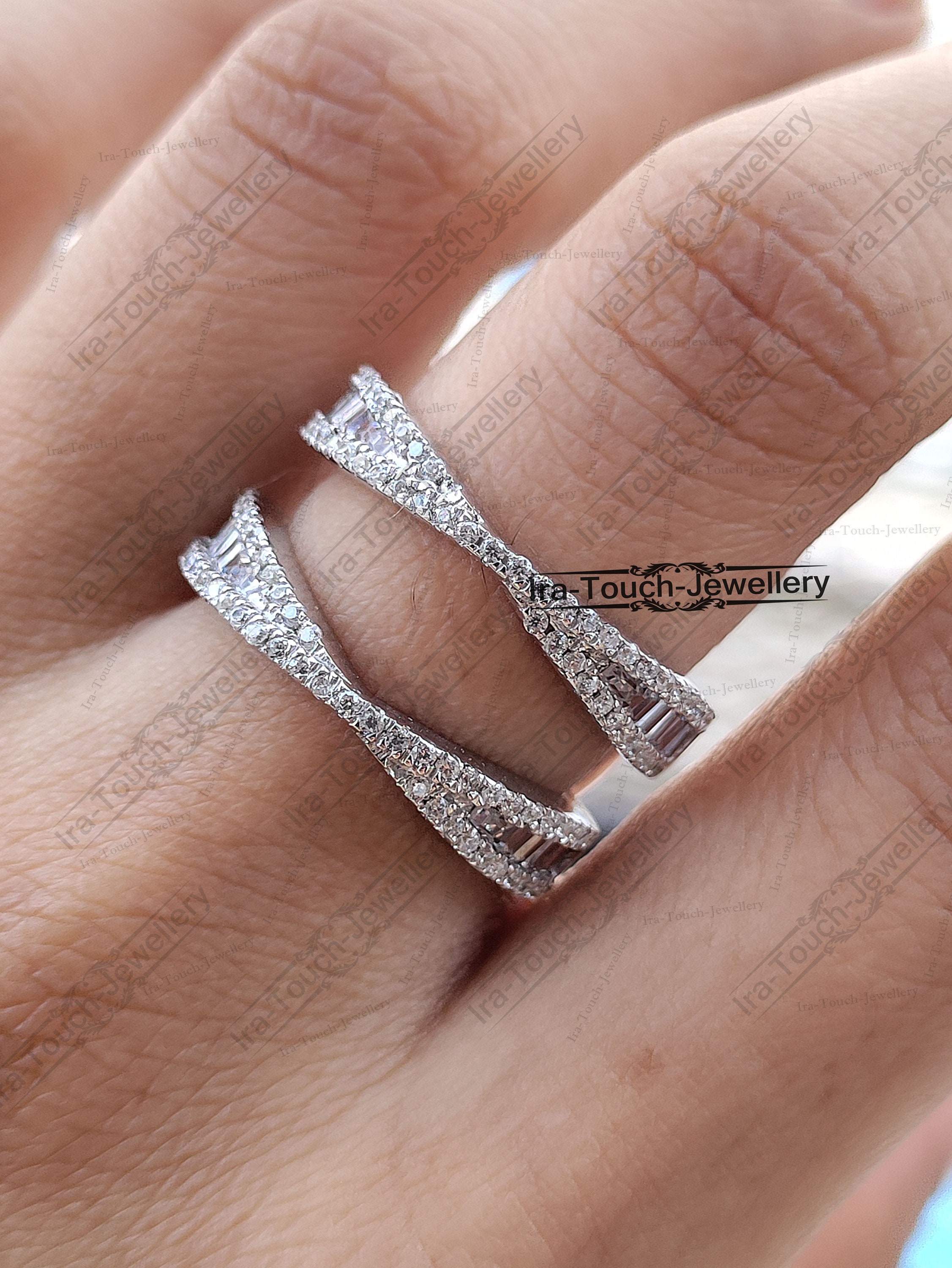 Diamond Band Enhancer Ring White Gold Finish Guard Band - Etsy