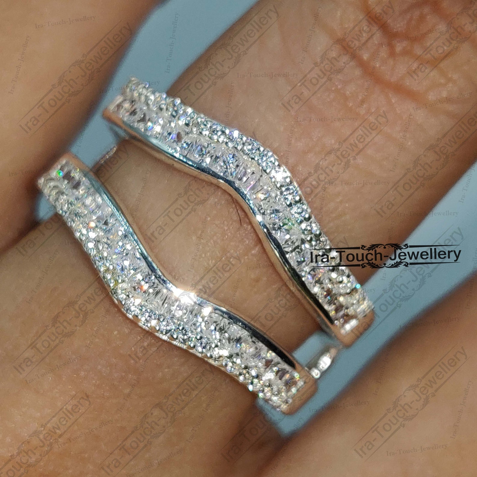 Enhancer Ring, Princess Diamond Band Enhancer Ring, White Gold Guard ...