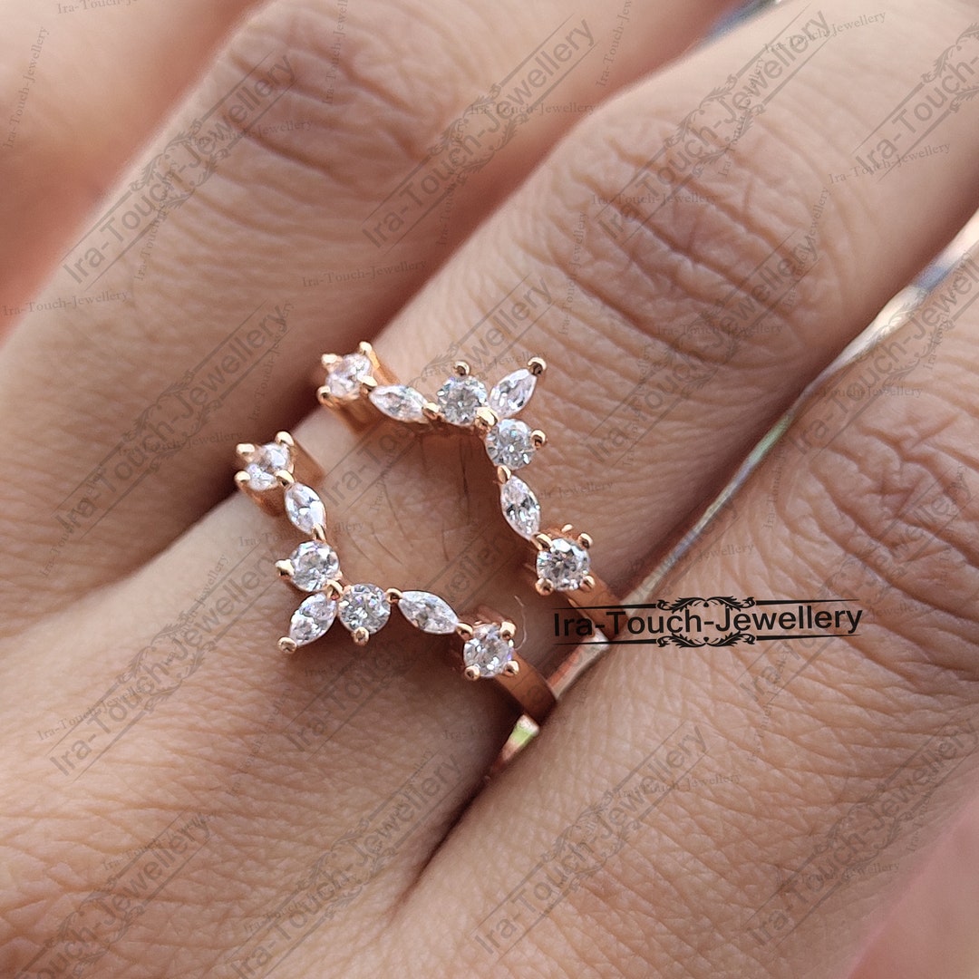 Diamond Band Enhancer Ring,white Gold Over Guard Band, Anniversary Ring ...