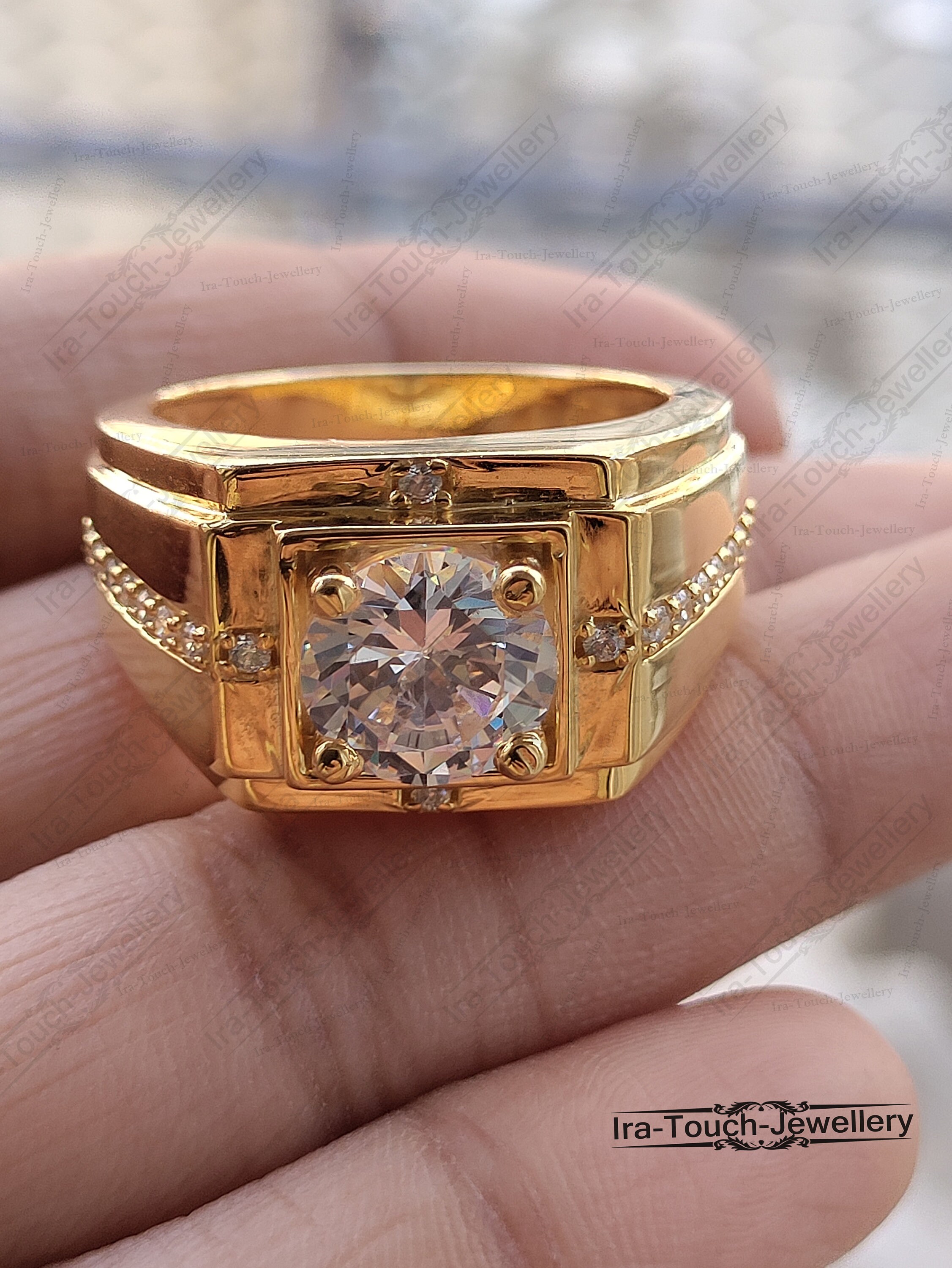 Men's Engagement Ring, Men's Diamond Ring, 14k White Gold Ring, Rings ...
