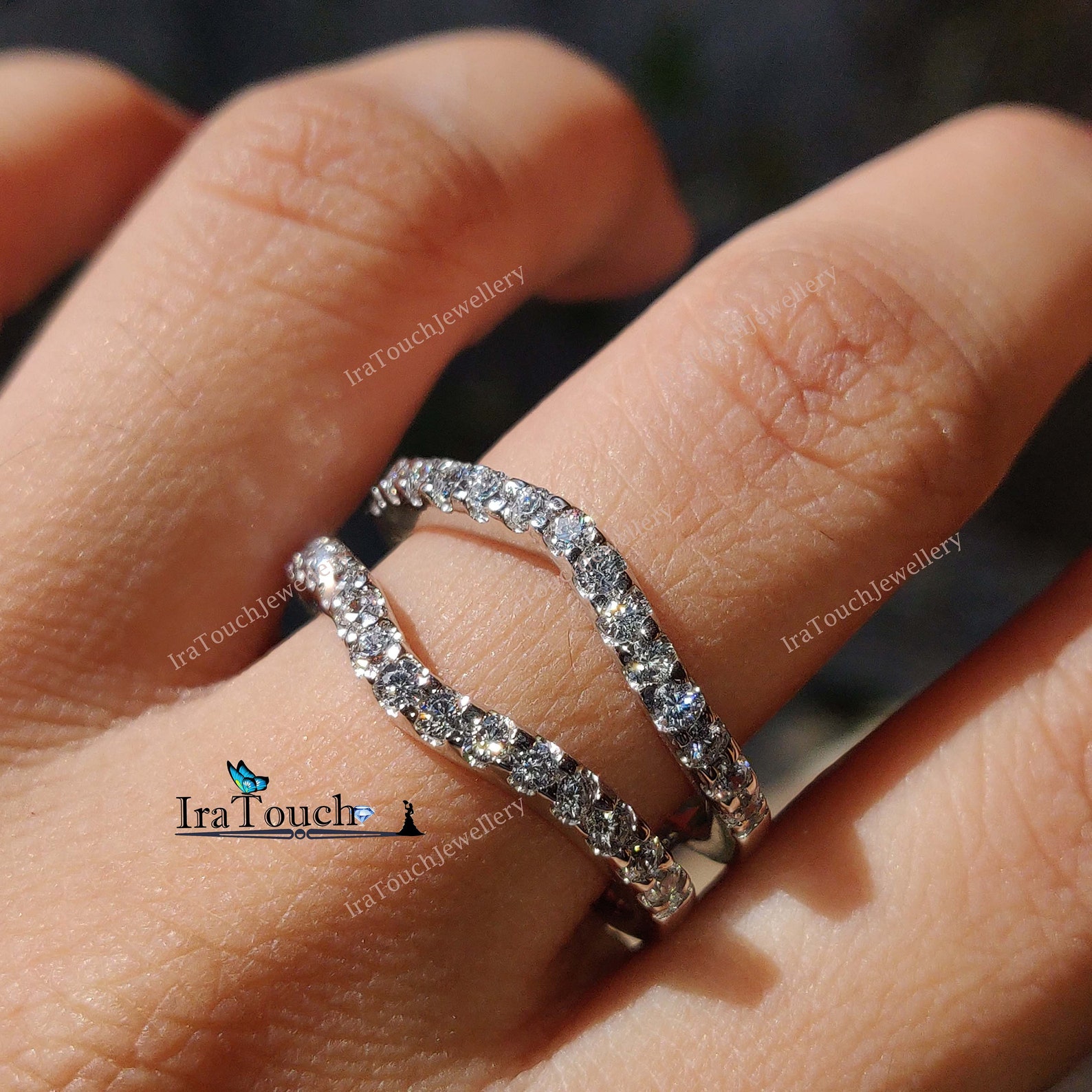 Diamond Band Enhancer Ring White Gold Over Guard Band - Etsy