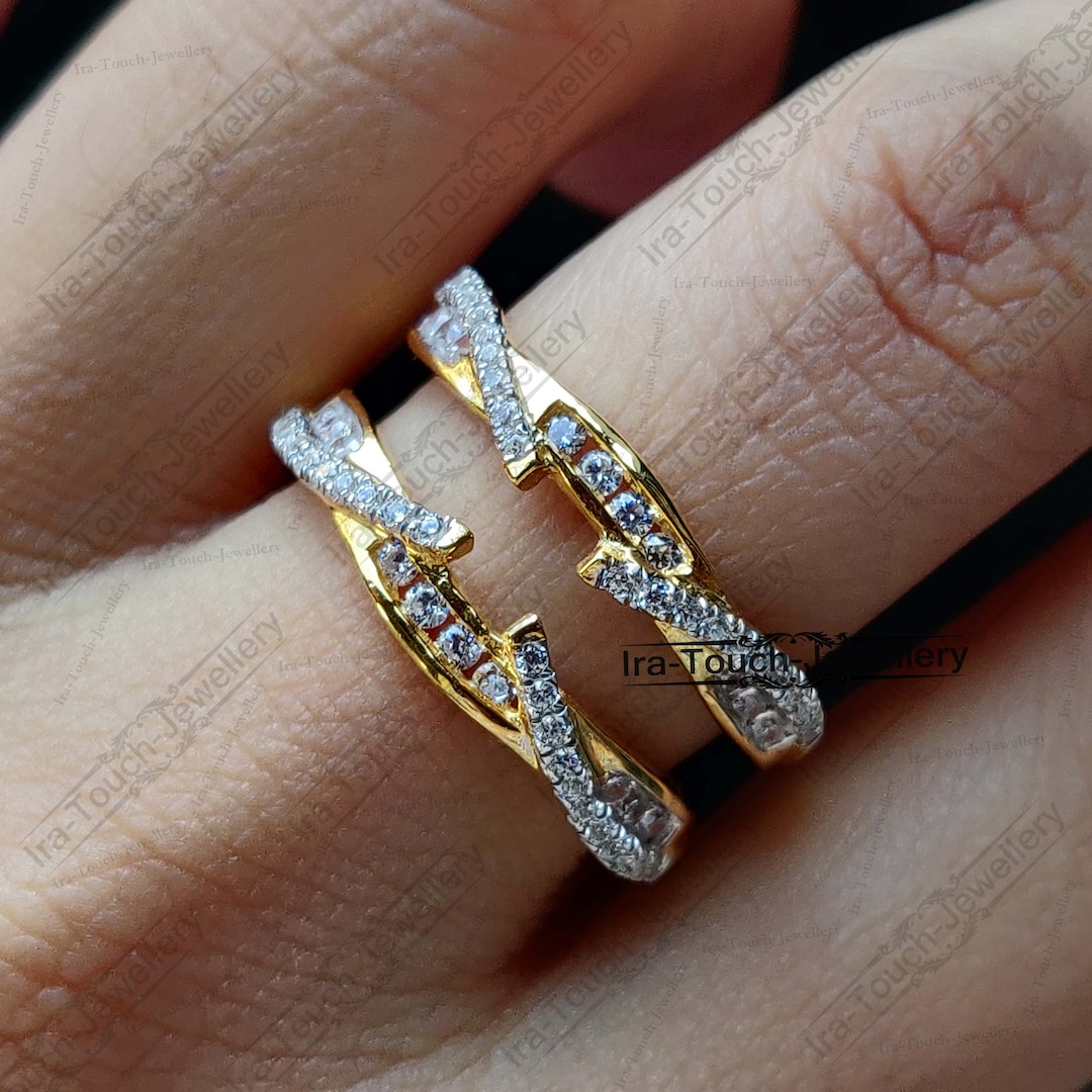 Diamond Band Enhancer Ring, Yellow Gold Over Guard Band, Anniversary ...