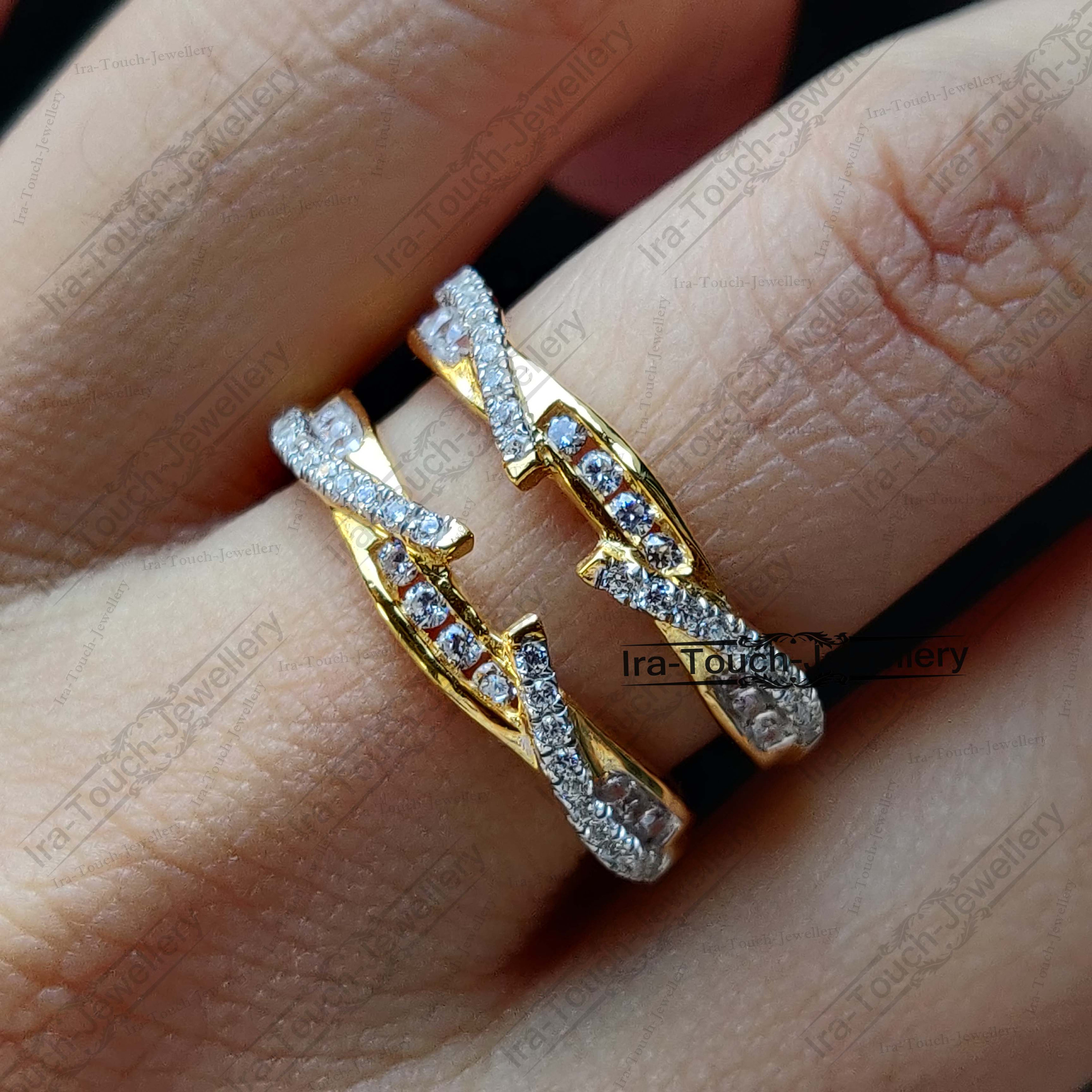 Diamond Band Enhancer Ring, Yellow Gold Over Guard Band, Anniversary ...