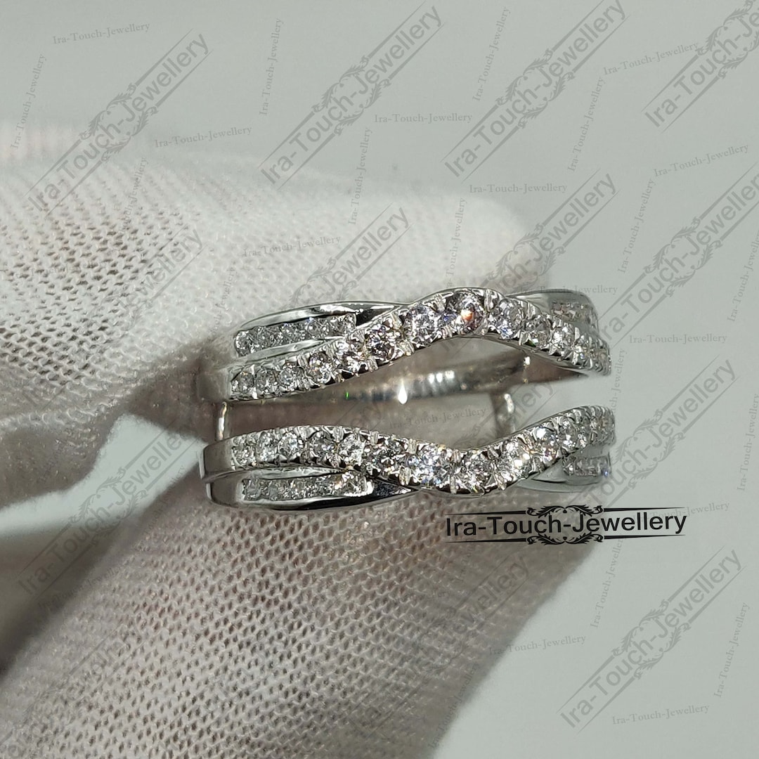Channel Setting Diamond Enhancer Ring White Gold Over Guard Band ...
