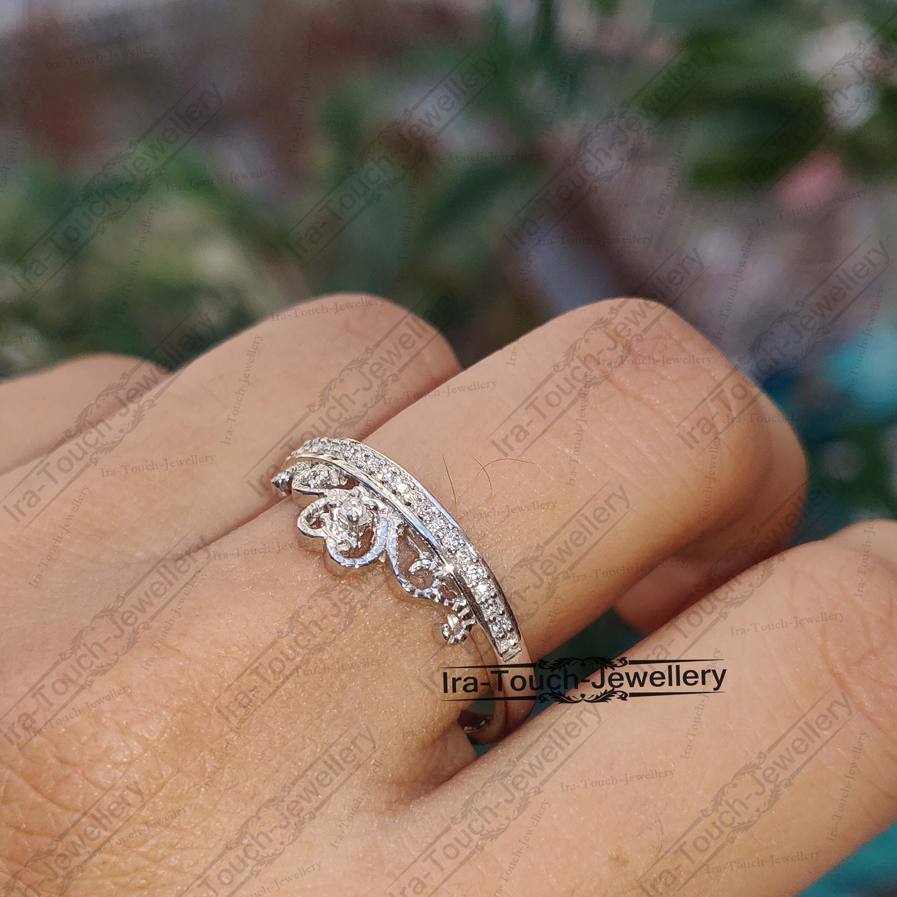 925 Sterling Silver Princess Tiara Royal Crown Rings With | Etsy