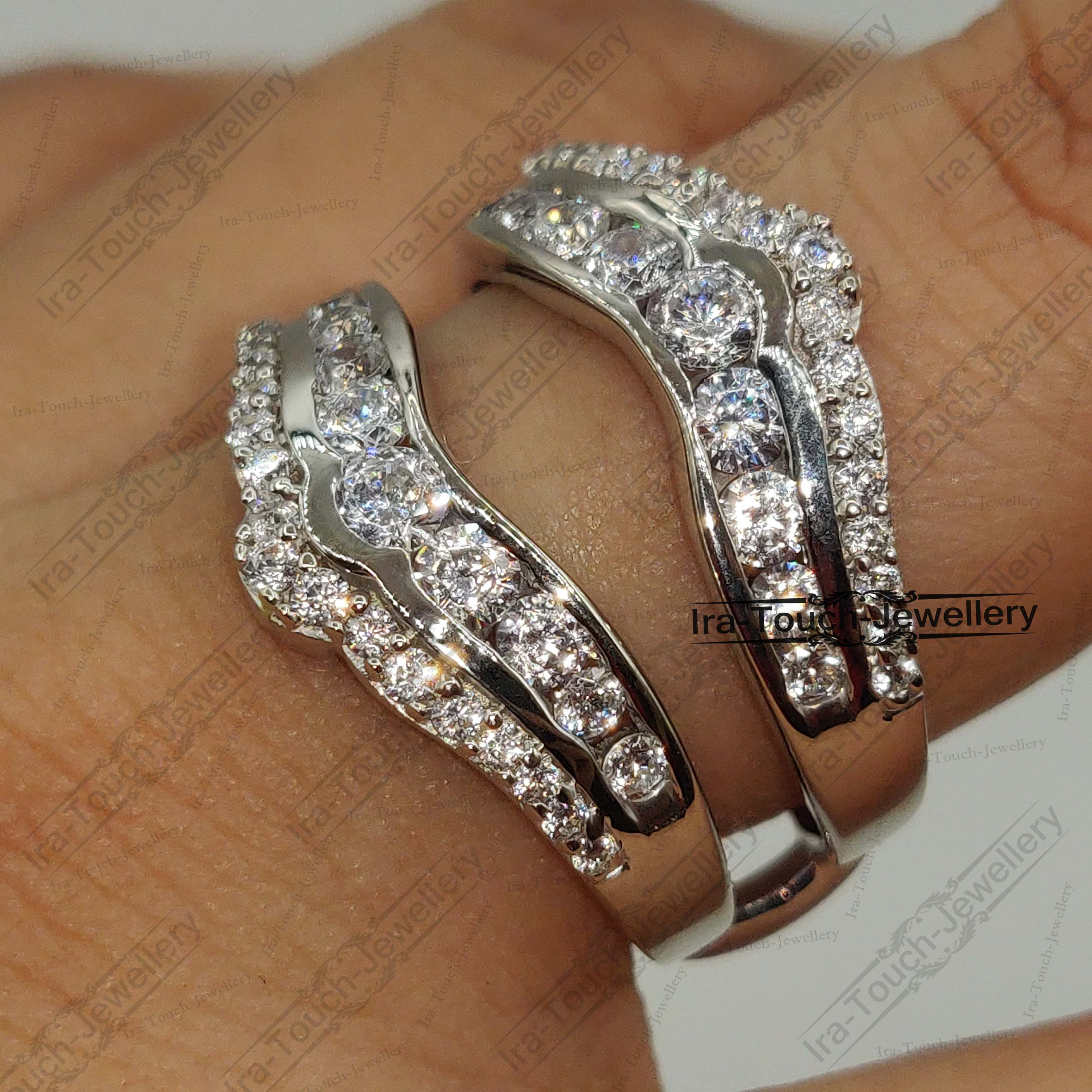 Channel Setting CZ Diamond Band Enhancer Ring, White Gold Over Guard ...
