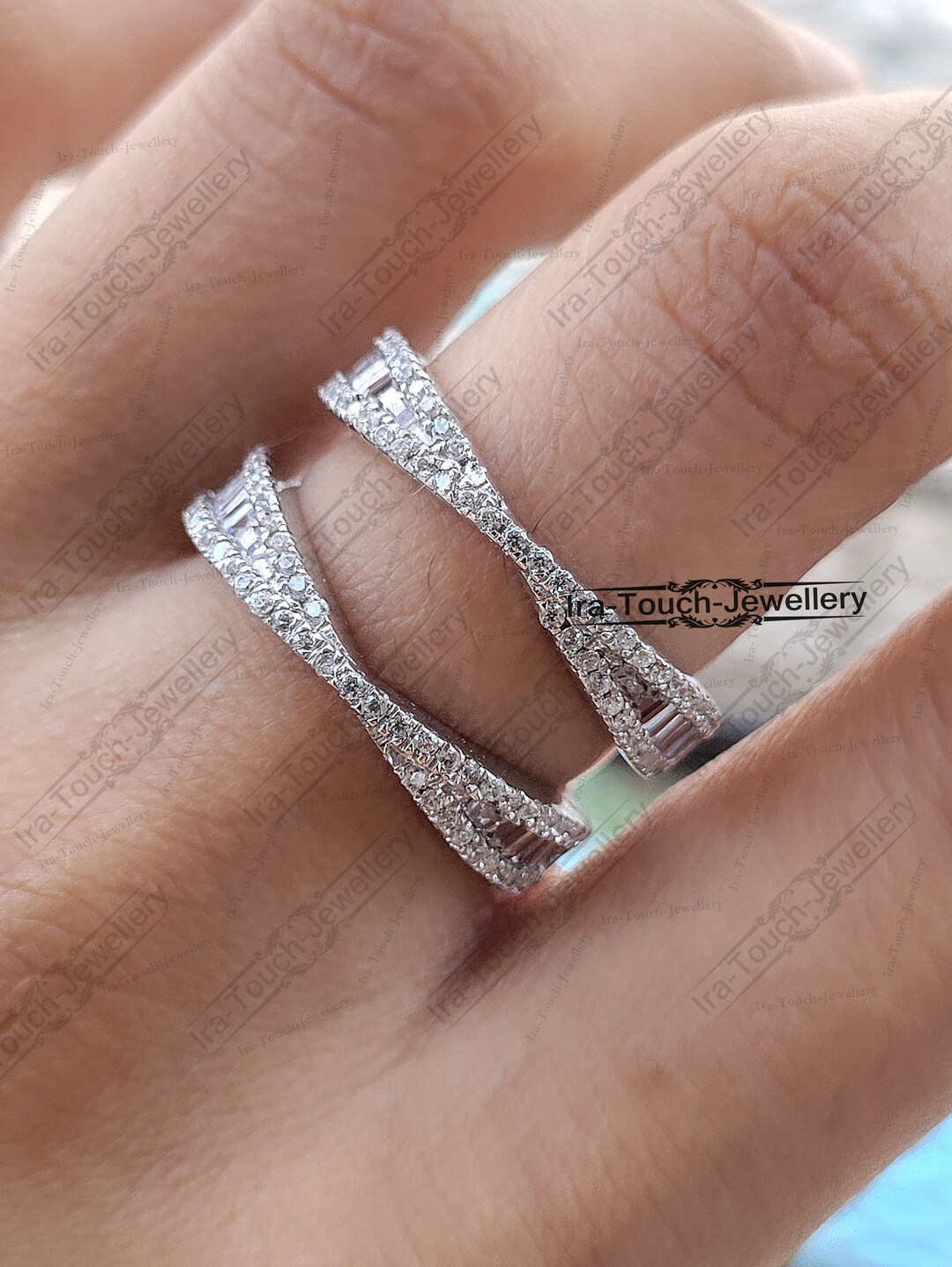 Diamond Band Enhancer Ring, White Gold Finish Guard Band Anniversary ...