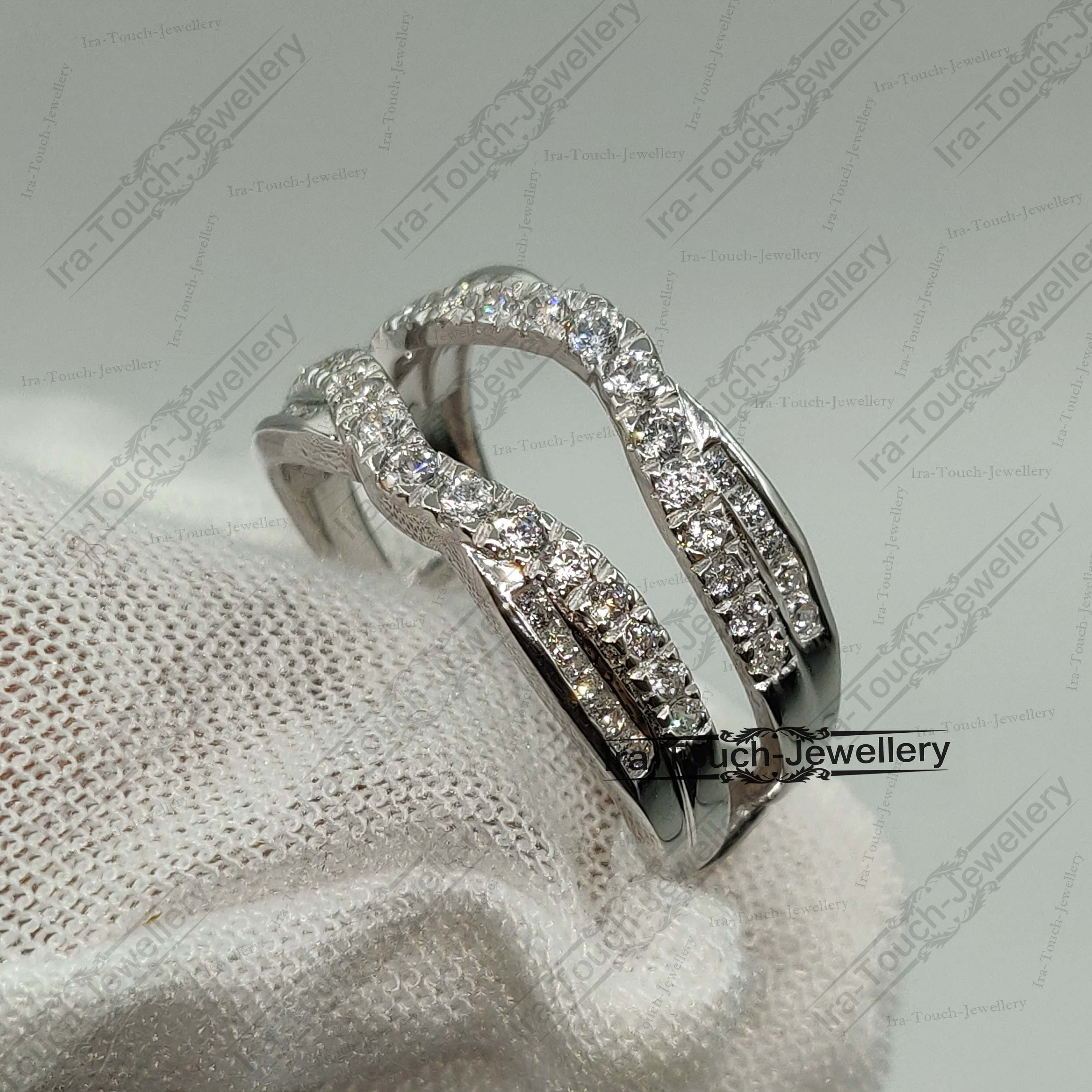 Channel Setting Diamond Enhancer Ring White Gold Over Guard Band ...