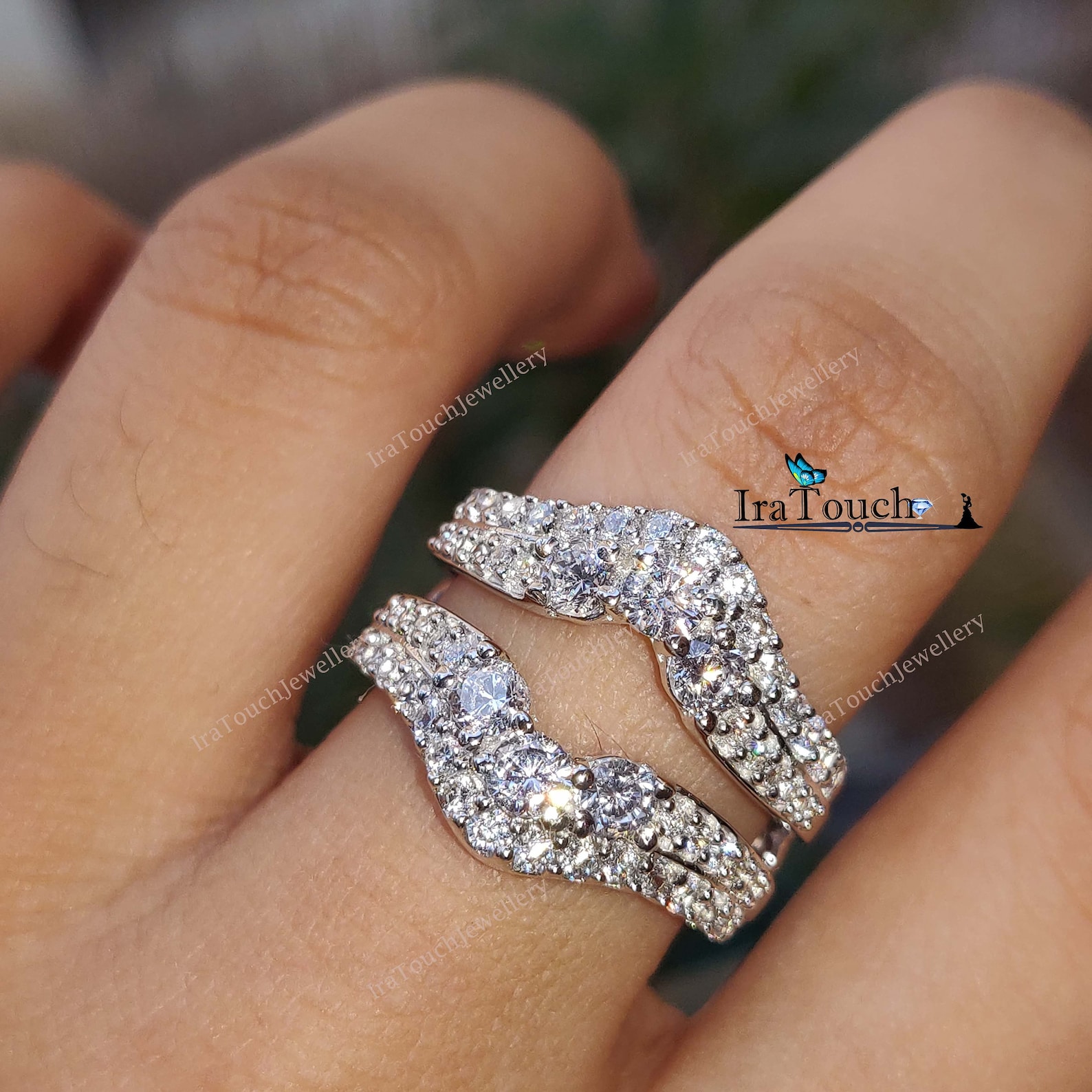 Diamond Band Enhancer Ring, White Gold Over Guard Band, Anniversary ...