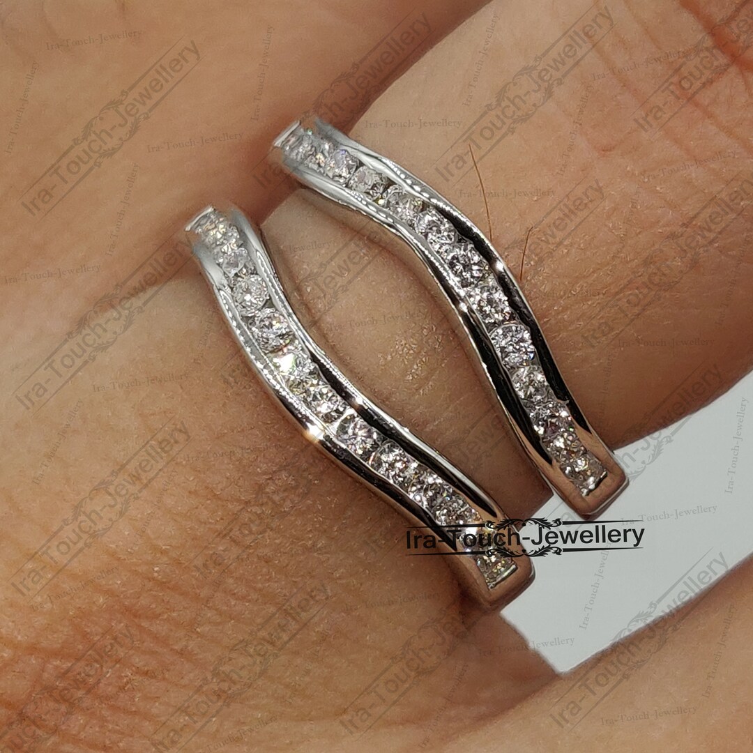 Round Enhancer Ring, Diamond Band Enhancer Ring, White Gold Guard Band ...