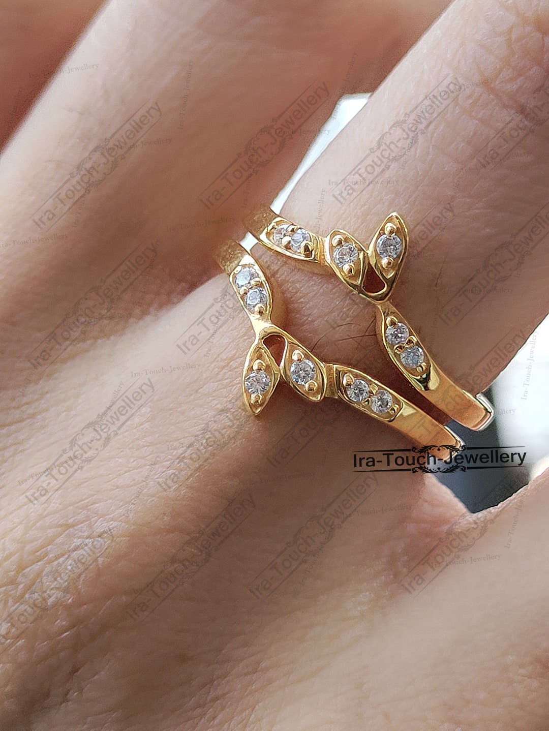Unique Diamond Ring Enhancer,vintage 14K Yellow Gold Over Stackable ...