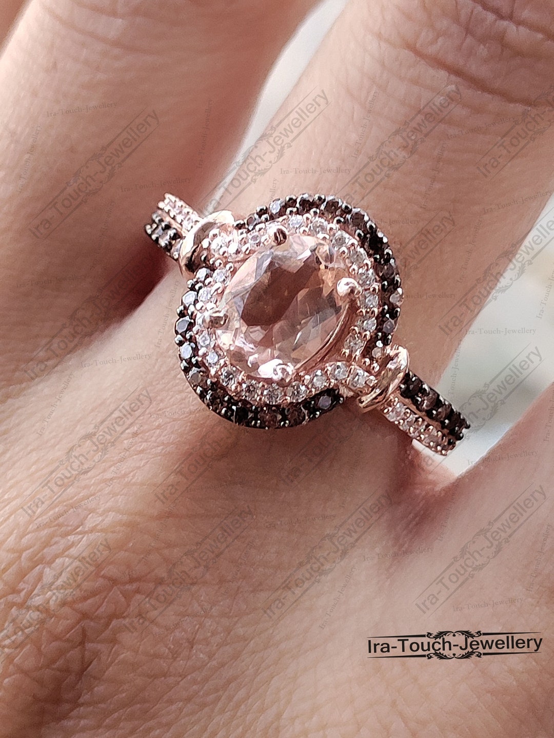 Vintage Pink Morganite Engagement Ring Oval Morganite Ring Unique Rose ...
