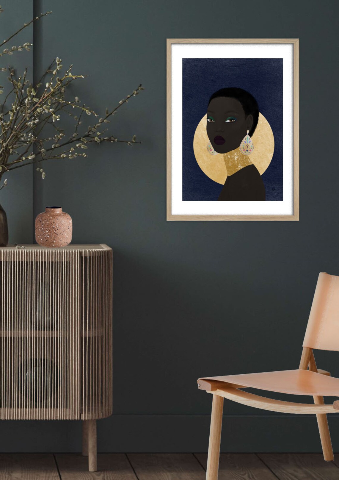 Golden Abstract Portrait A4 and A3 Art Print - Etsy