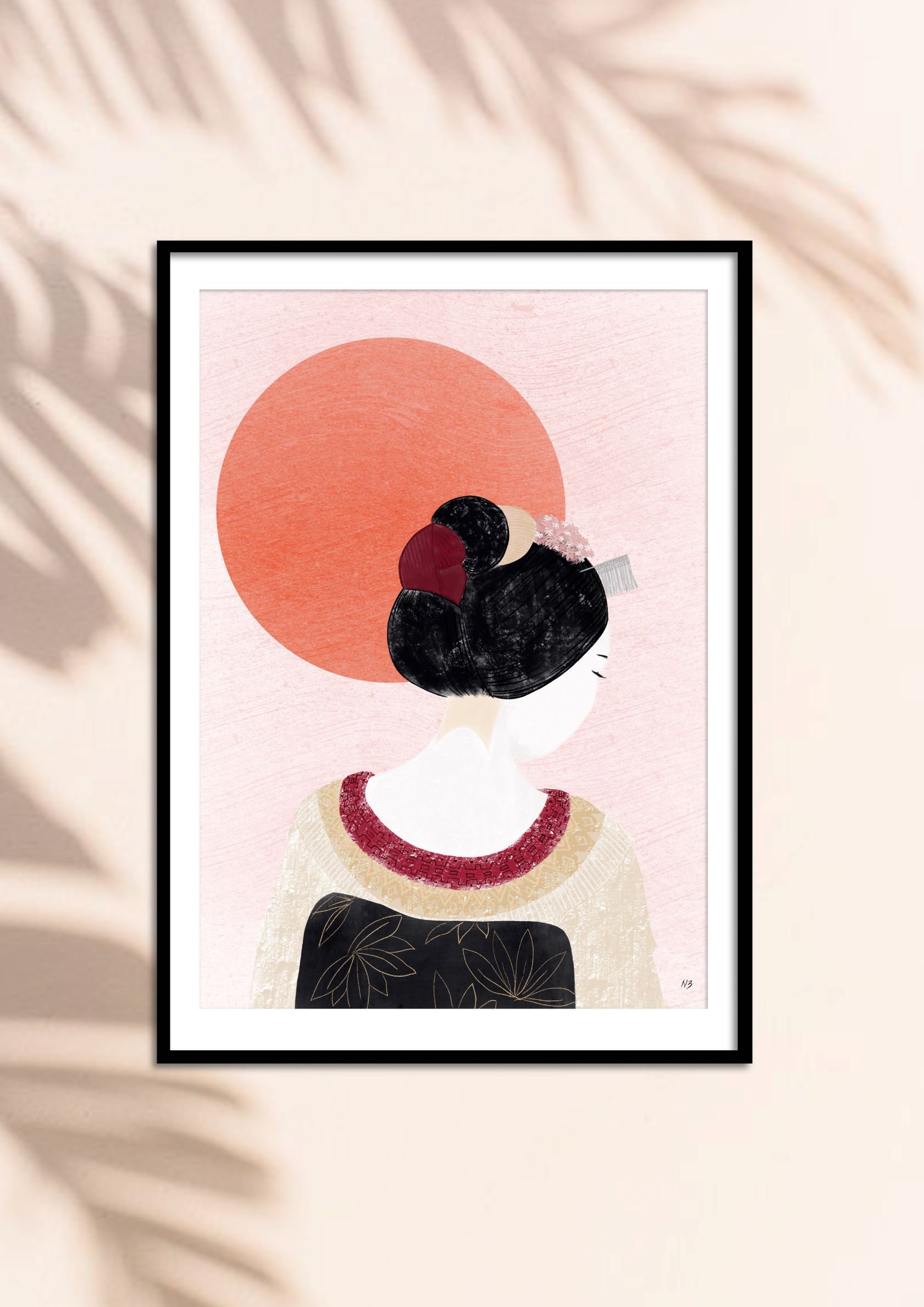 Geisha Abstract Portrait A4 and A3 Art Print - Etsy