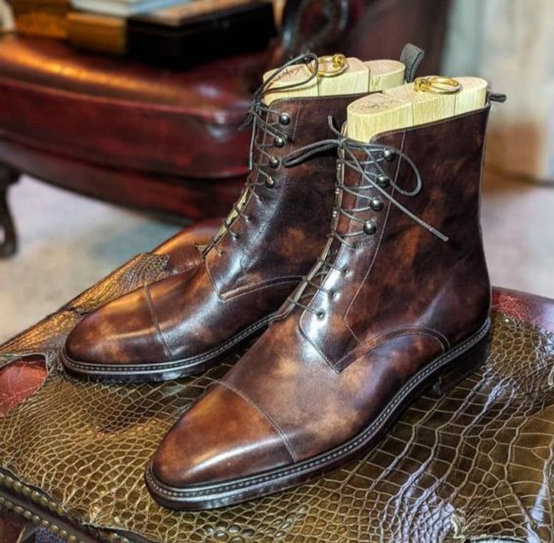 Handmade Leather Patina Shaded Ankle Boots for Men's - Etsy