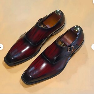 Handmade Shaded Red Brogue Monk Shoes Formal Dress Shoes - Etsy