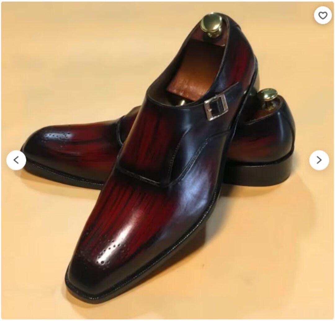 Handmade Shaded Red Brogue Monk Shoes Formal Dress Shoes - Etsy