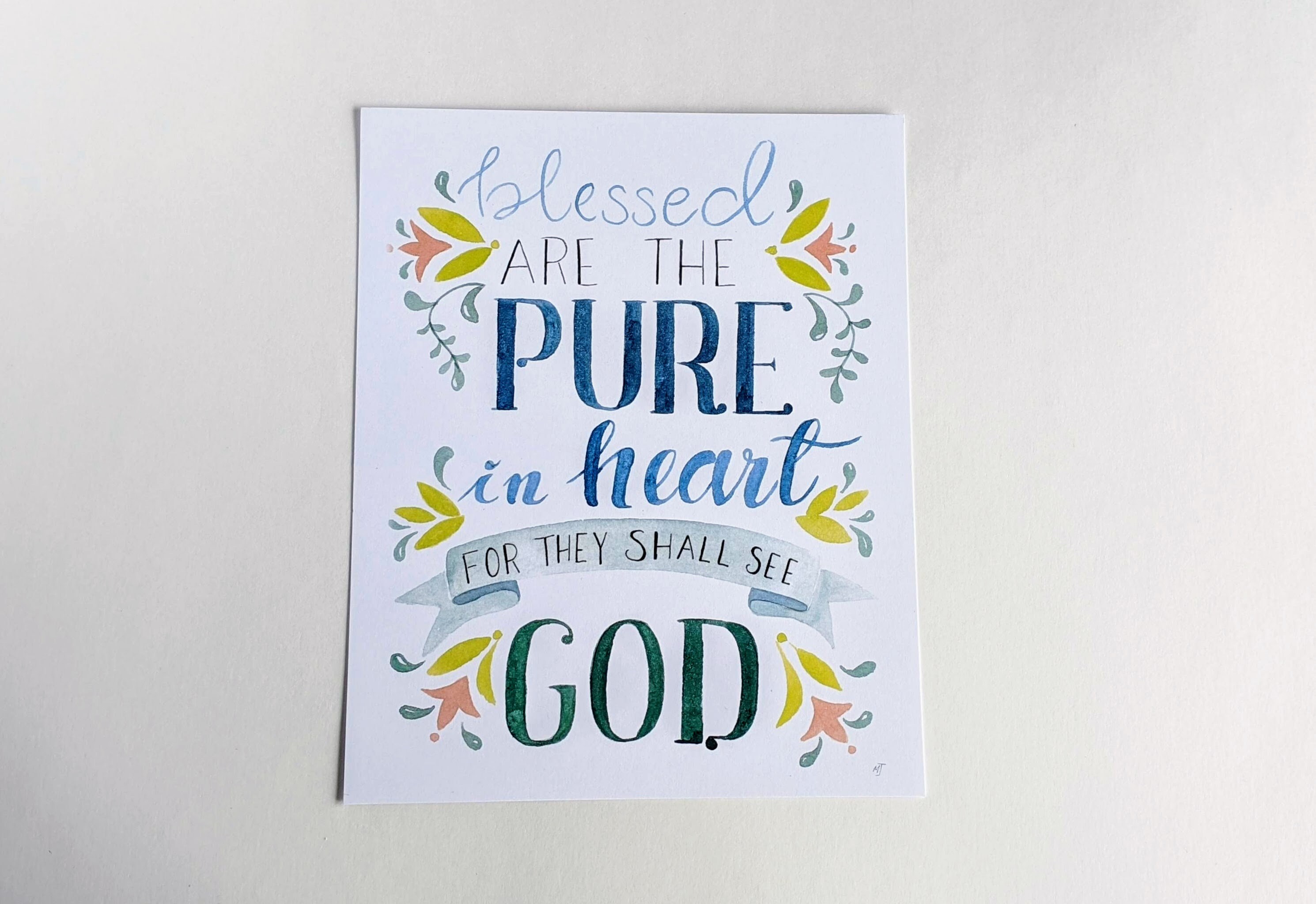 Pure in Heart Scripture Verse Beatitude Watercolor Art Print | Etsy