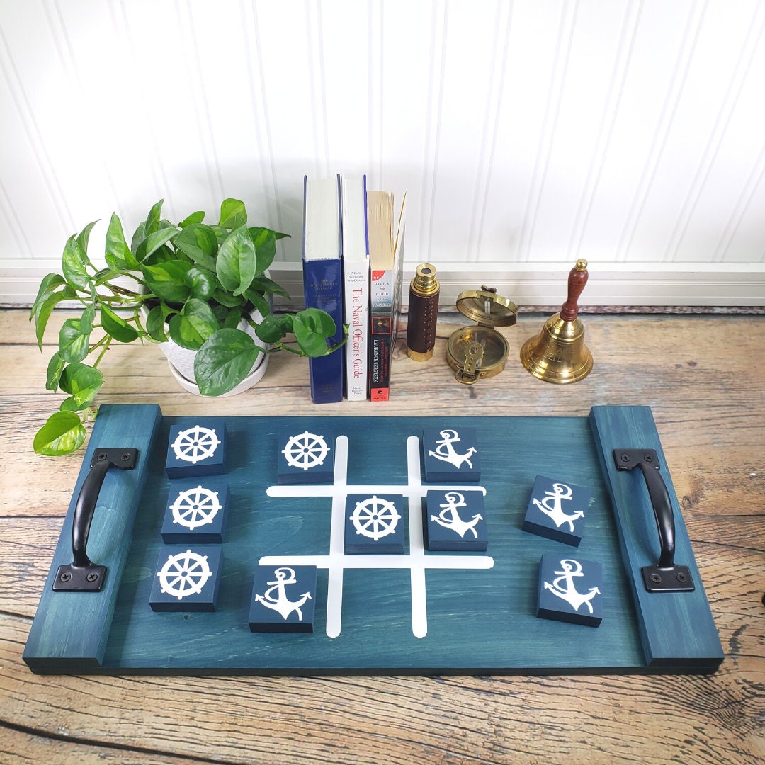 Nautical Tic-tac-toe Serving Tray| Game Board| Beach Game| Nautical ...