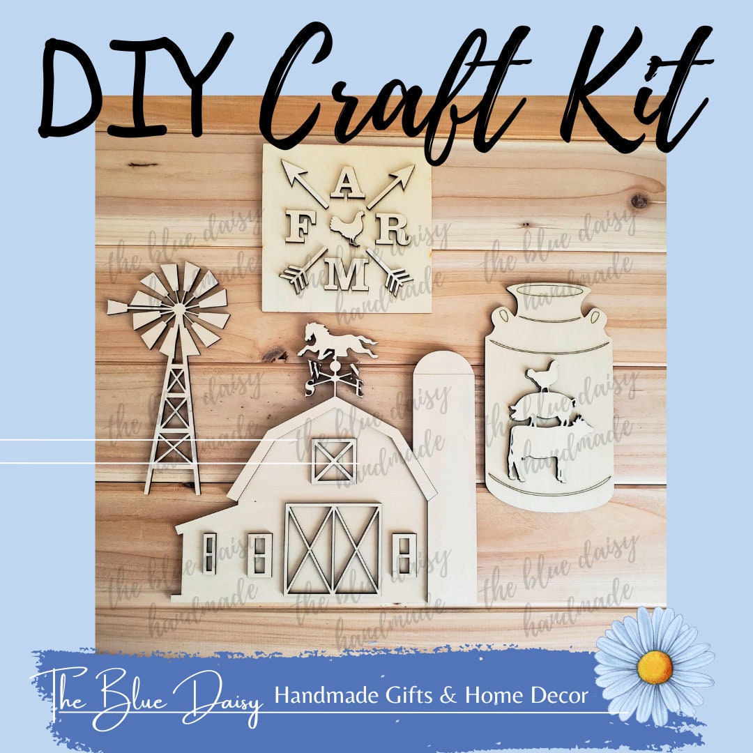 At the Farm DIY Tiered-tray Craft Kit | DIY Craft Kit | Paint Party ...