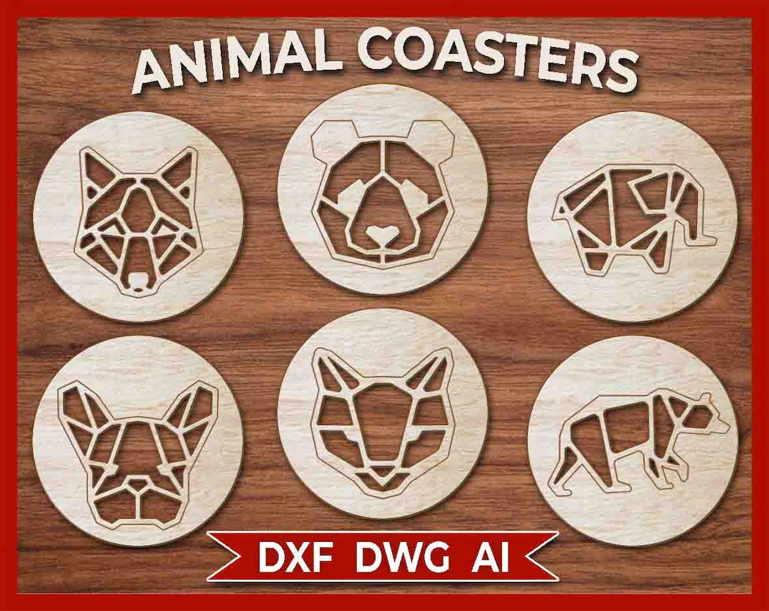 6 Animal Coasters - Cut File - Instant Download - Dxf Svg Png Eps Ai ...