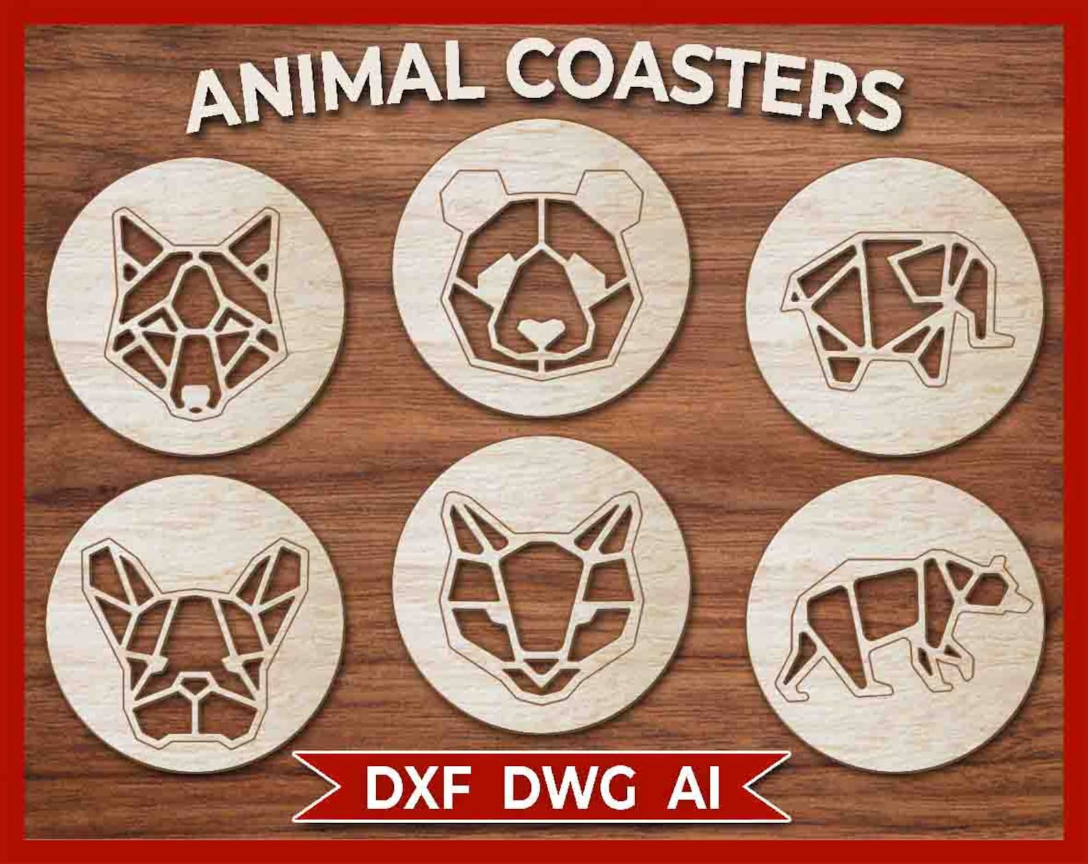 6 Animal Coasters Cut File Instant Download Dxf Svg Png - Etsy