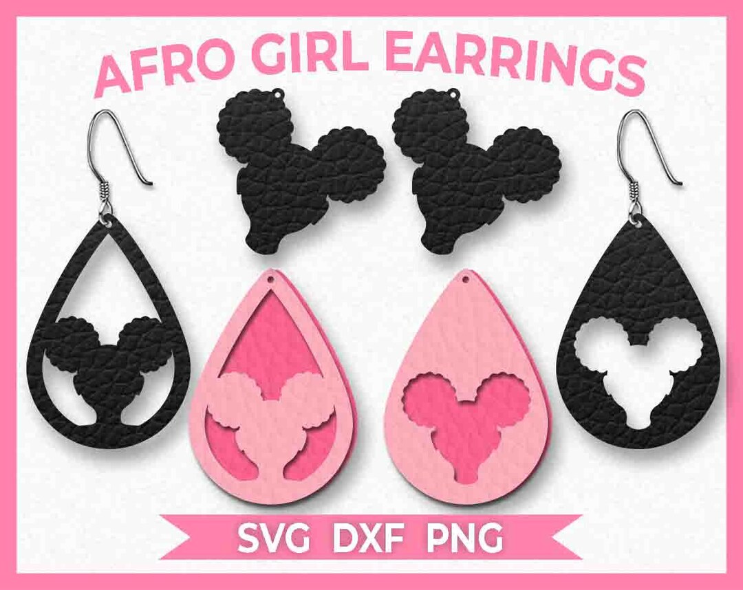 Afro Girl Earrings - Teardrop - SVG - Instant Download - Black Girl ...