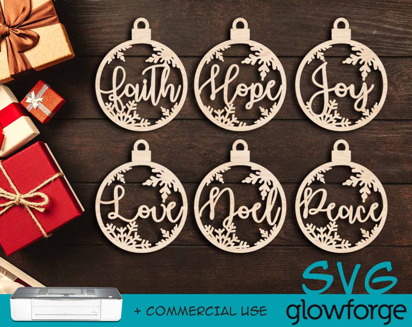 6 Snowflake Christmas Ornaments Glowforge Svg Cut File Etsy