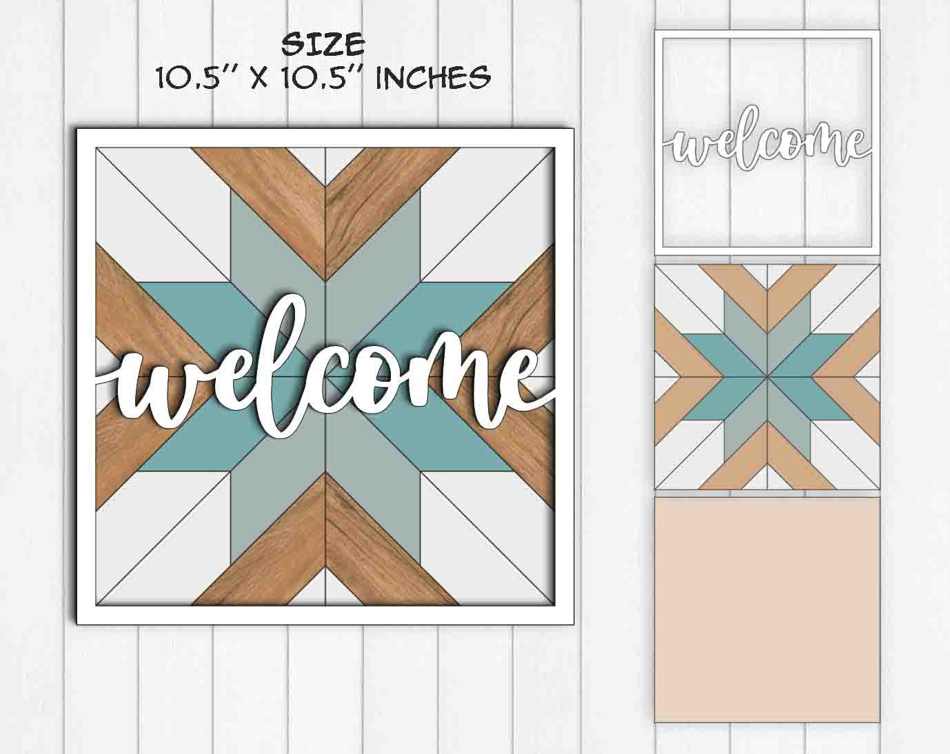 Welcome Square Wood Sign Barn Quilt Instant Download Svg - Etsy