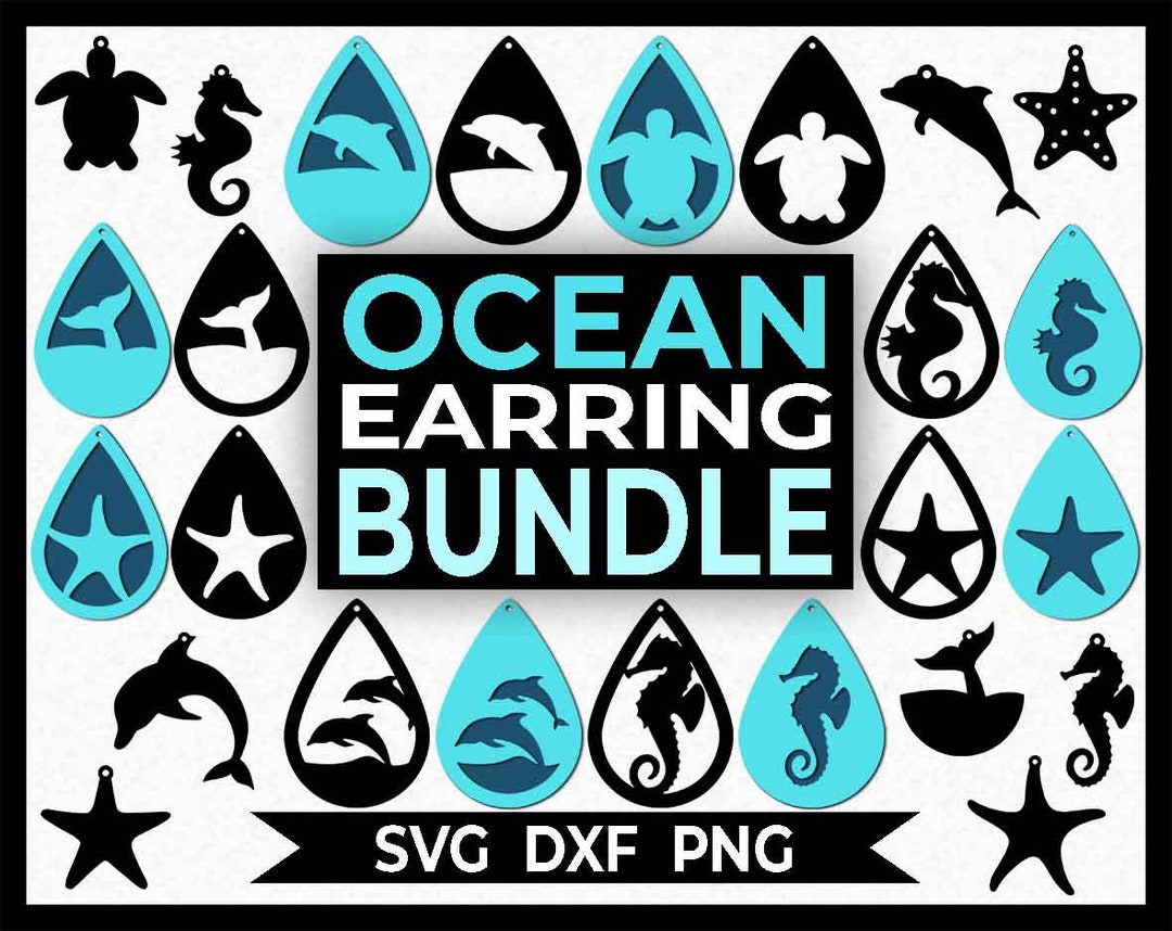 Ocean Earring Bundle - SVG - Instant Download - All Ocean Earrings in ...