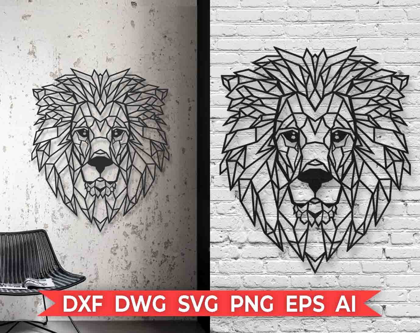 Art & Collectibles Digital Drawing & Illustration Lasercut Lion Wall Decoration Wooden Metal ...