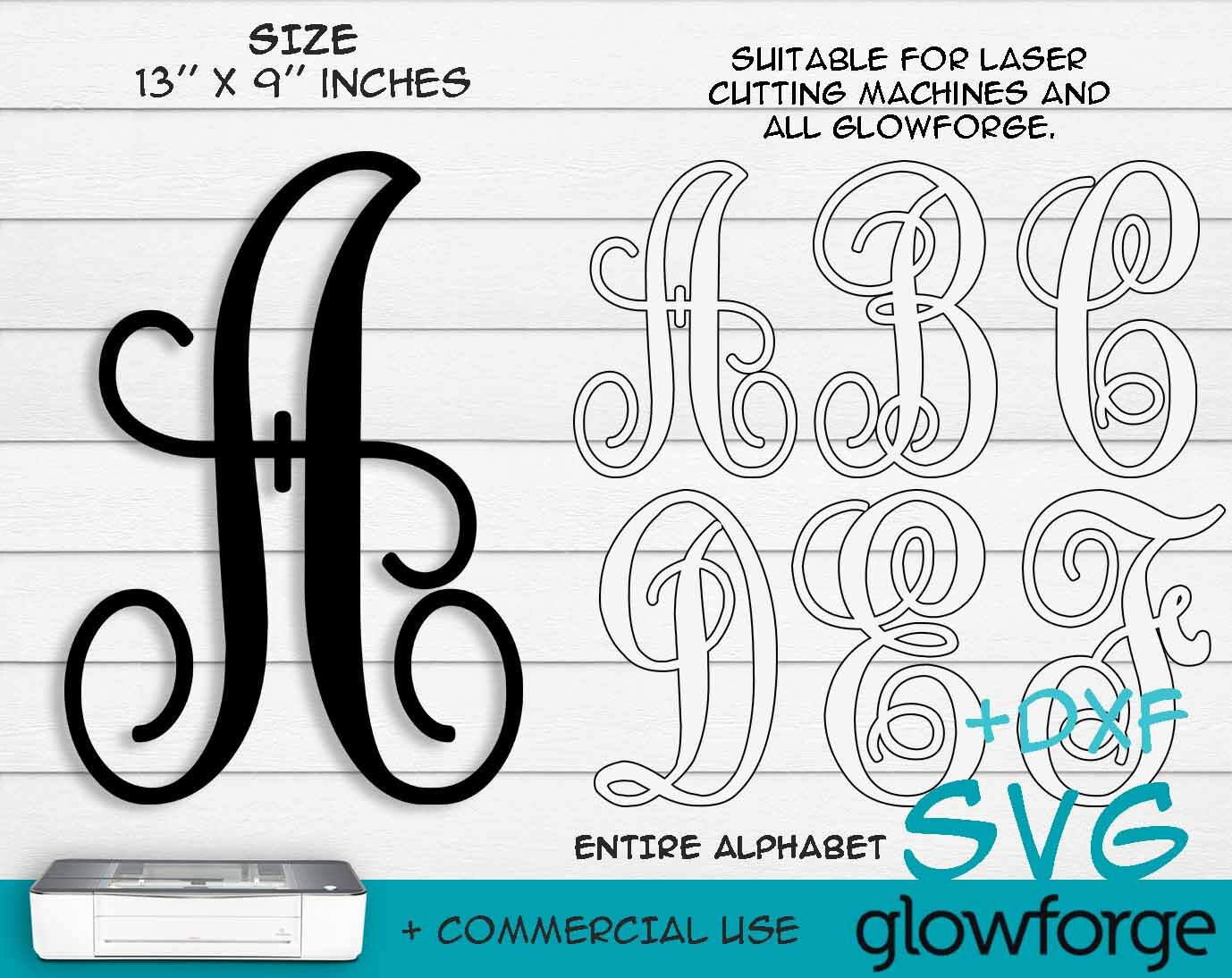 Monogram Entire Alphabet Letter Glowforge SVG Door Hanger - Etsy