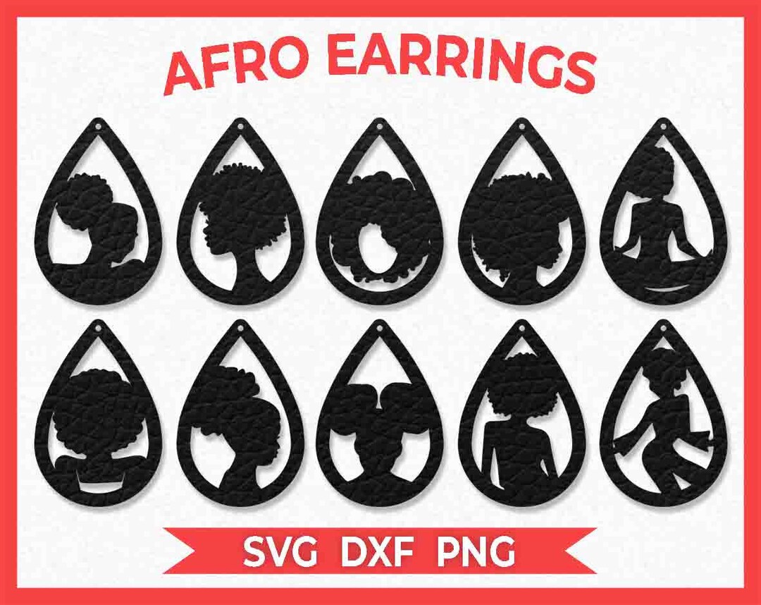 African American Woman Earrings SVG, Instant Download, Afro Black Girl ...