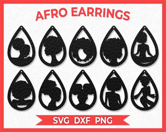 African American Woman Earrings SVG Instant Download Afro | Etsy