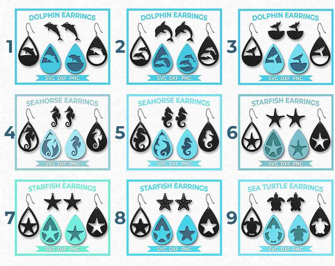 Ocean Earring Bundle SVG Instant Download All Ocean - Etsy