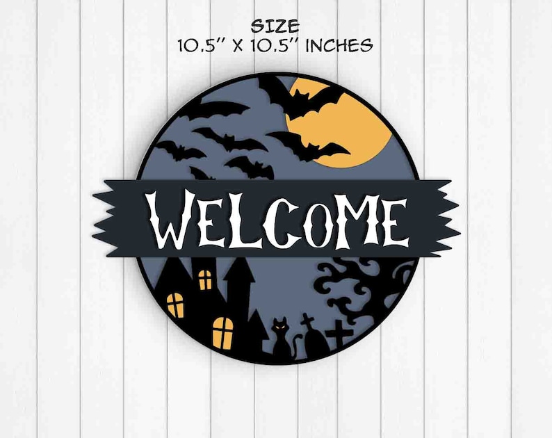 Welcome, Round Wood Sign, Halloween Decor, Instant Download, Svg Pdf ...