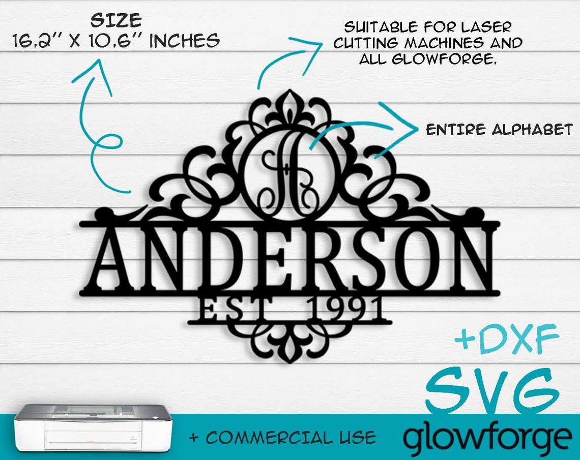 Monogram Entire Alphabet Letter, Glowforge SVG, Door Hanger, Cut File ...